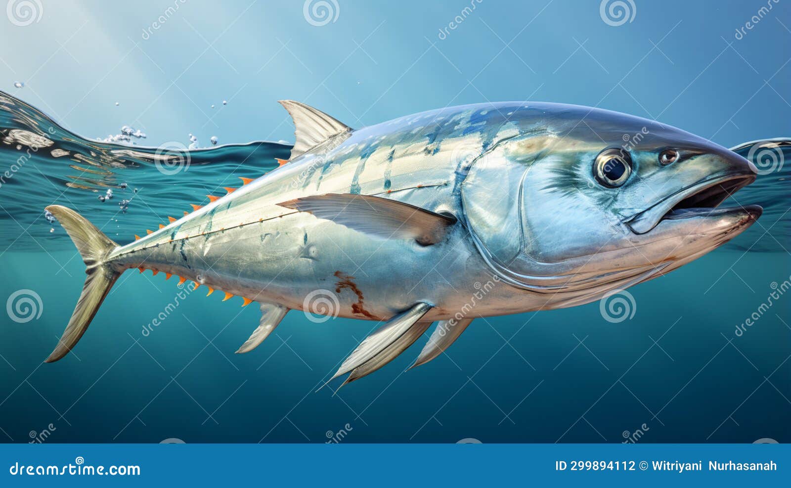 Fish Atlantic Bonito on the Sea. Generative Ai Stock Illustration ...