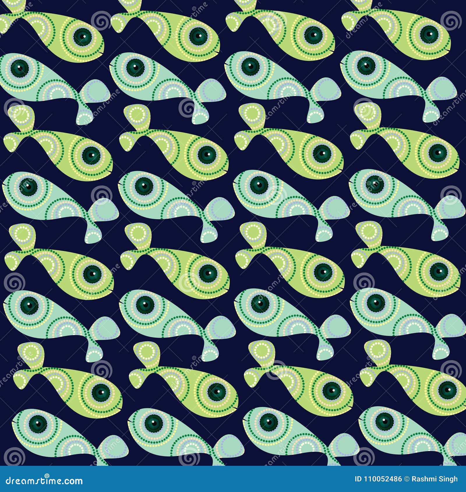 Fish Background Vector. Seamless Cute Colorful Fishes on Dark ...