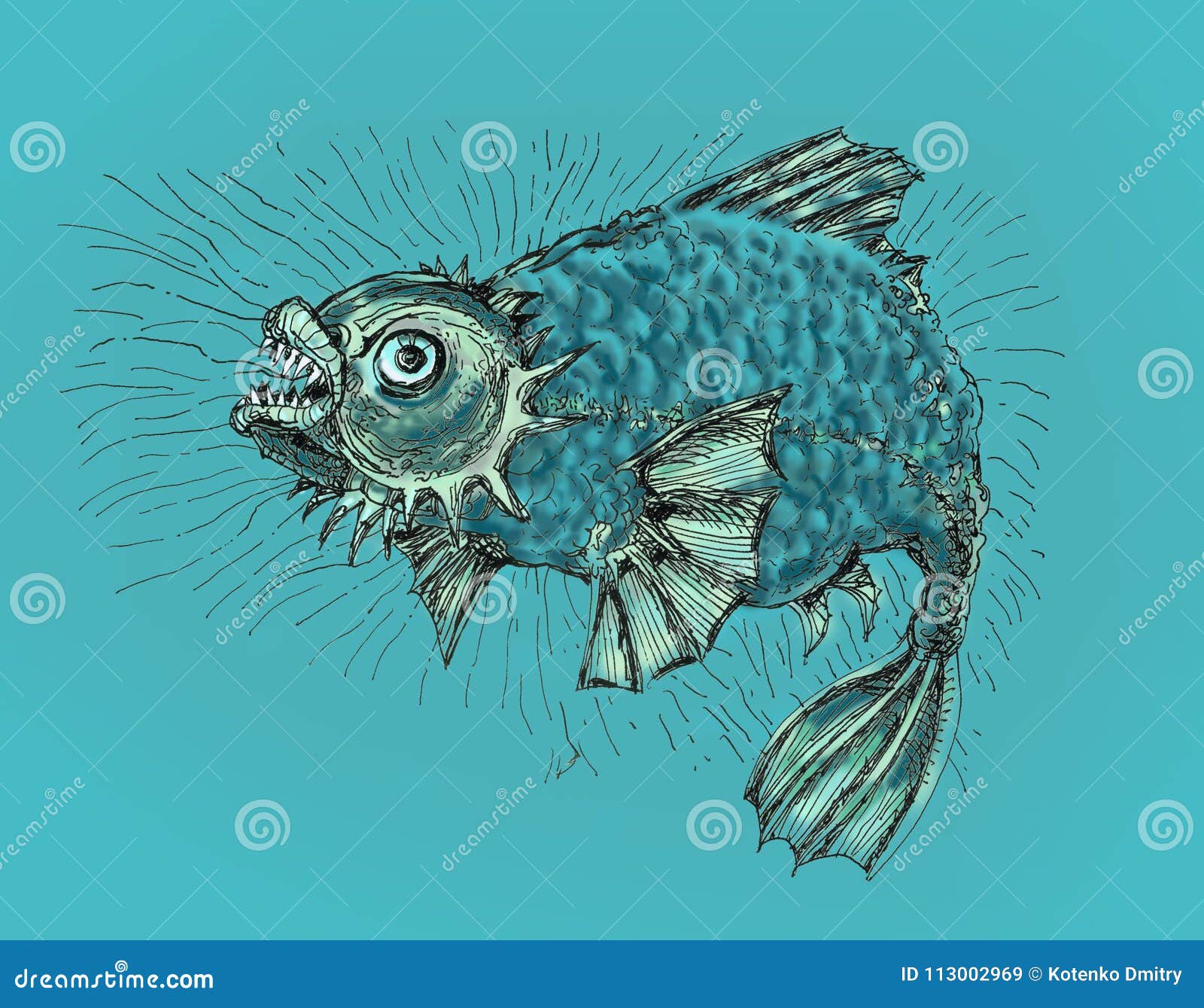 Evil Fish Set. Vector Clip Art Illustration With Simple Gradients ...