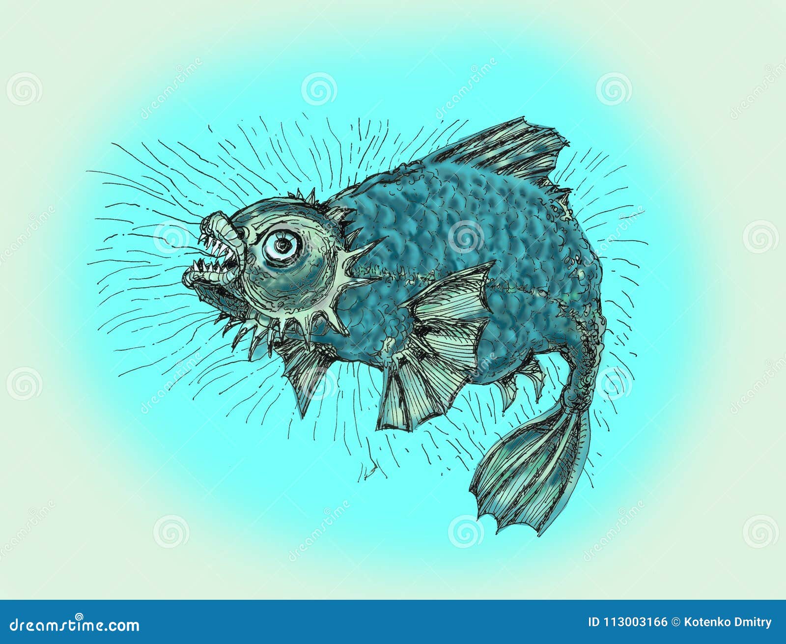 Evil Fish Set. Vector Clip Art Illustration With Simple Gradients ...