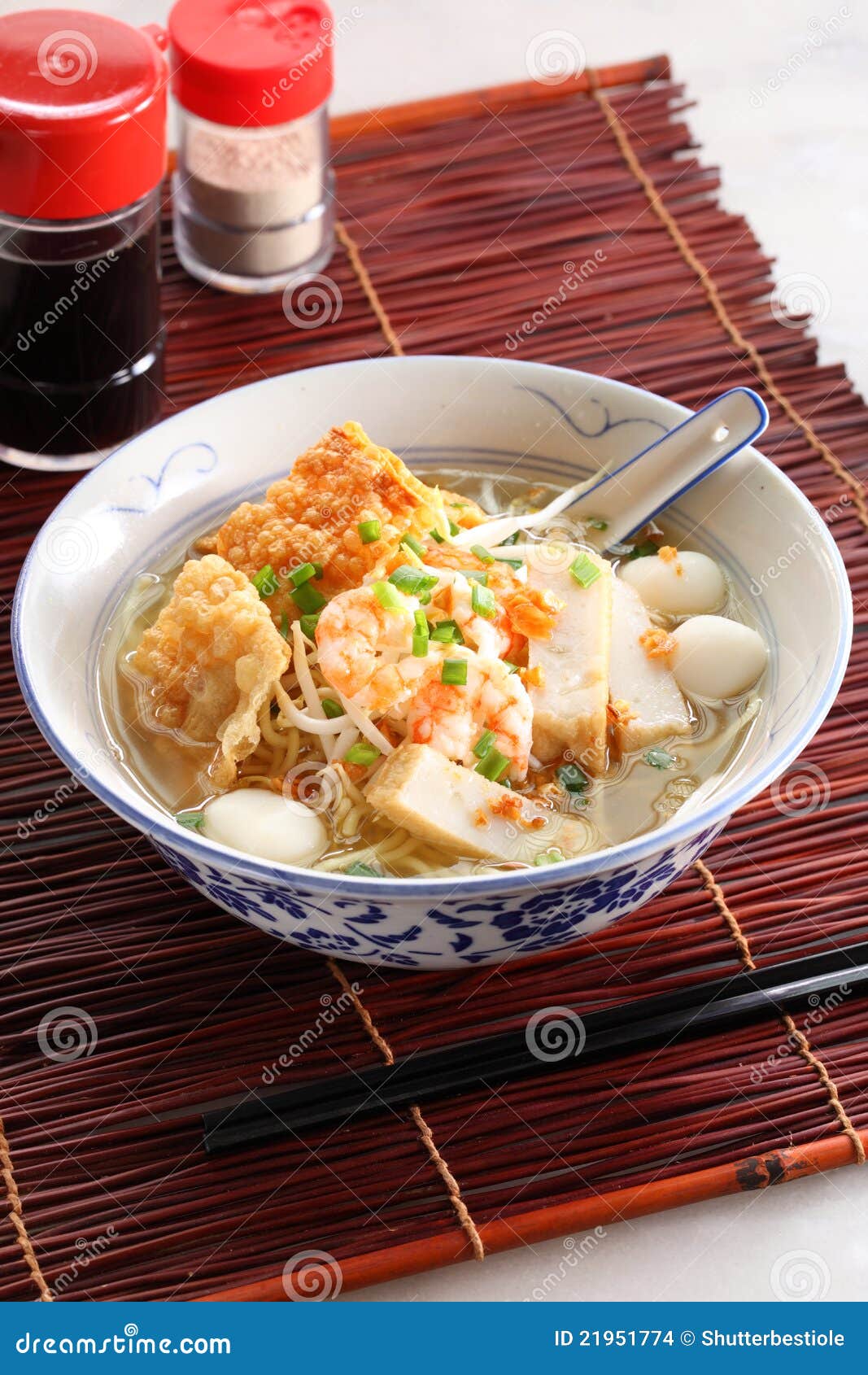 Fish ball Noodles stock photo. Image of fried, bowl, balls - 21951774
