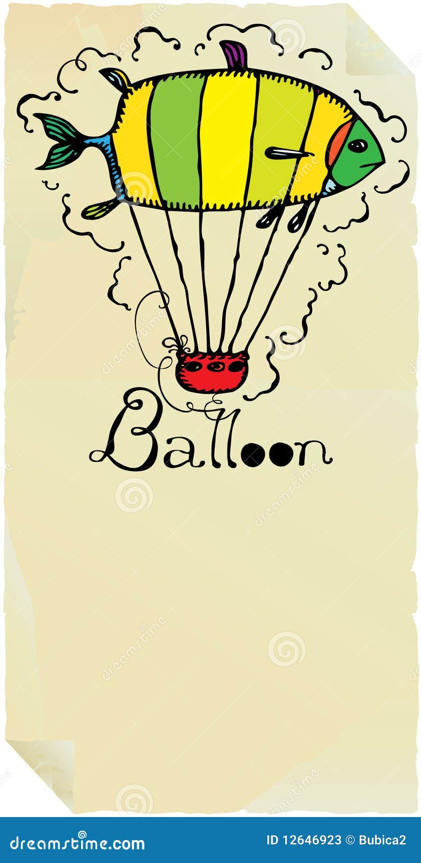 Fish Balloon with Typography Stock Vector - Illustration of drawing ...