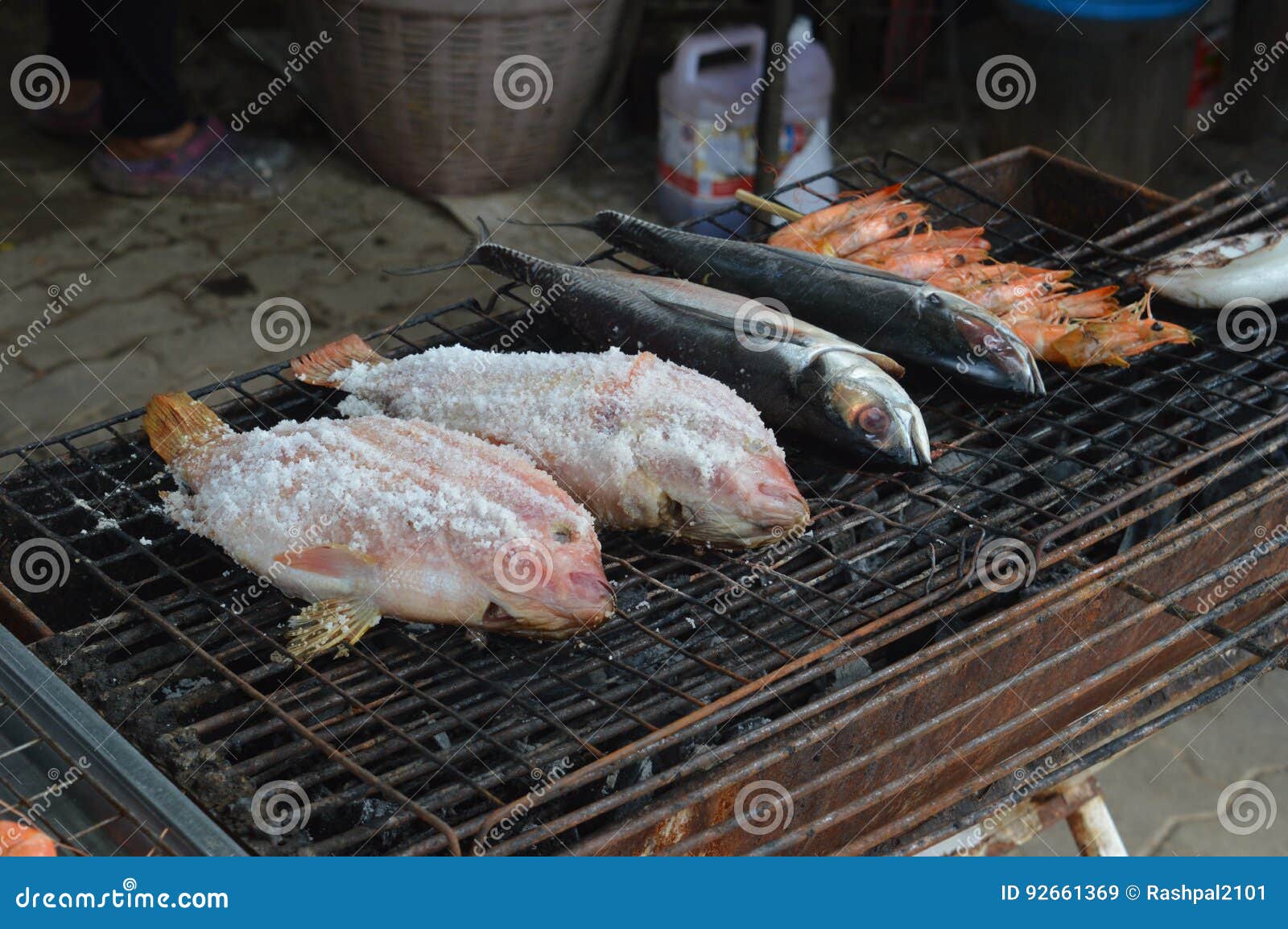 Fish Barbeque stock image. Image of delicious, food, market - 92661369