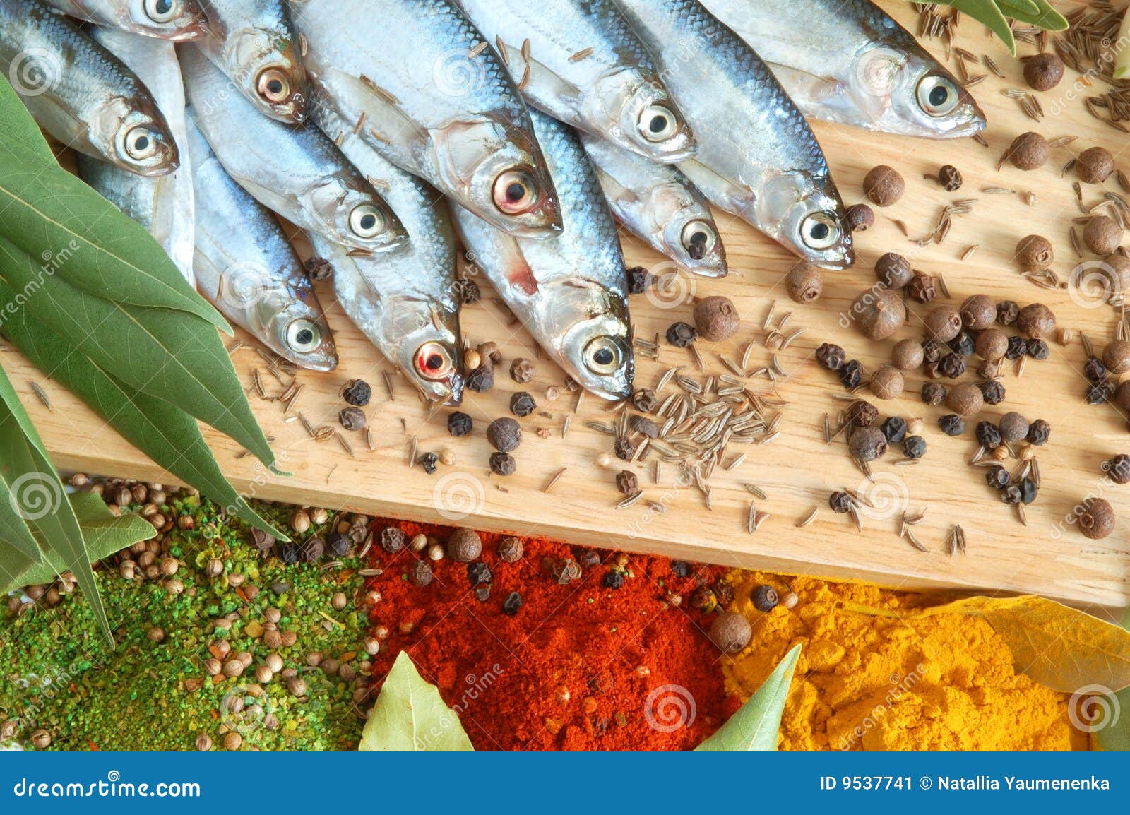 Fish with Bay Leaves and Spice Stock Image - Image of group, fresh: 9537741
