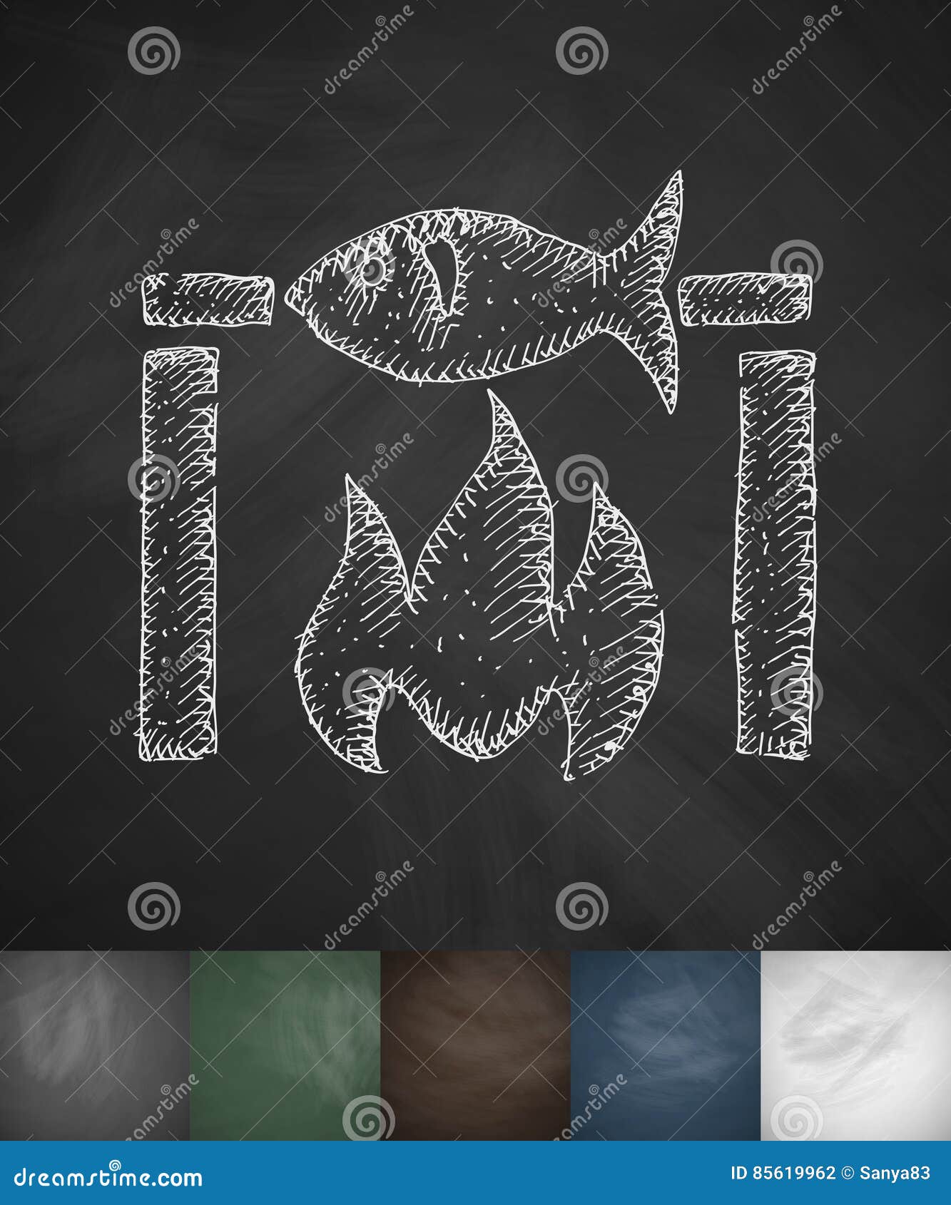 Fish Bbq Icon. Hand Drawn Vector Illustration Stock Vector ...
