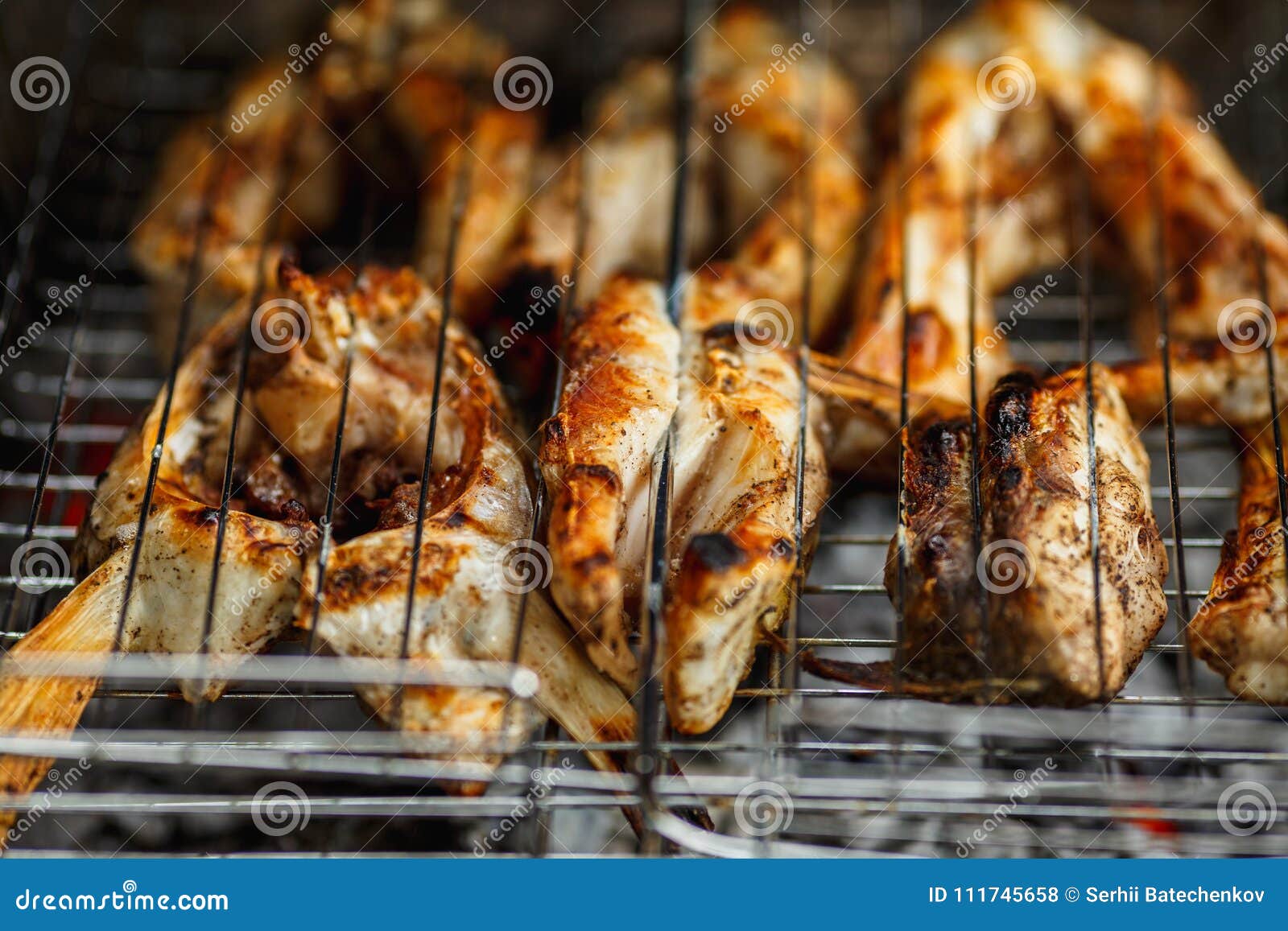 Fish Bbq, the Process of Cooking Fish on the Grill Stock Photo - Image ...