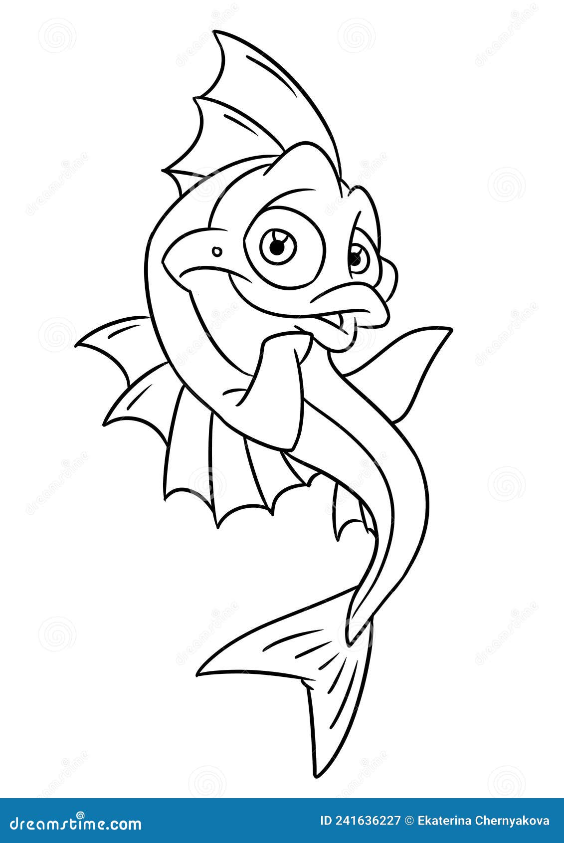 Fish Beautiful Illustration Cartoon Contour Line Stock Illustration ...