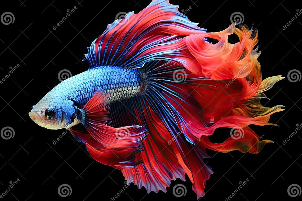 Fish with Beautiful Tail Isolated on Black. Ai Generated Stock ...