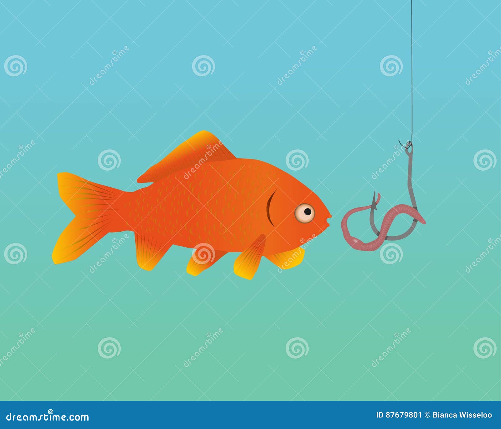 A fish being catched stock vector. Illustration of earthworm - 87679801