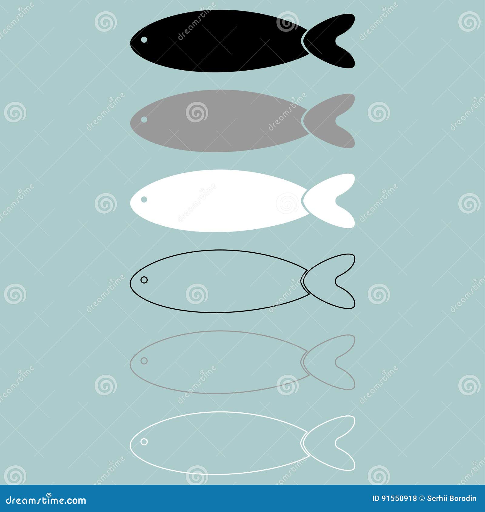 Fish Black Grey White Colour Icon. Stock Vector - Illustration of ...