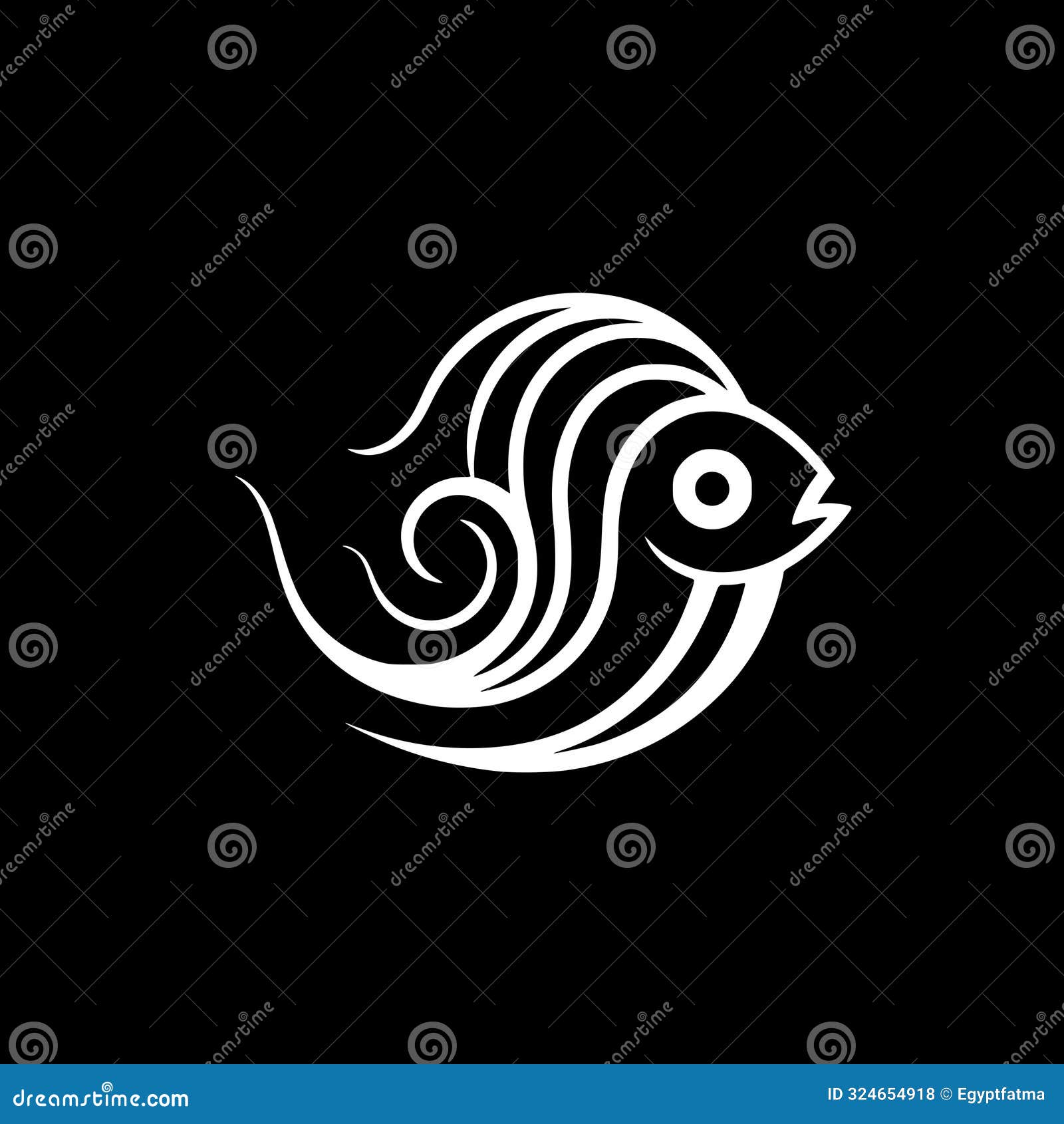 Fish - Black and White Vector Illustration Stock Illustration ...