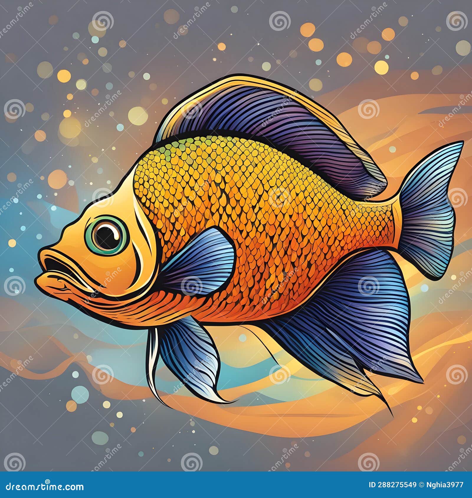 A Fish with Blinking, Twinkling Scales Stock Illustration ...