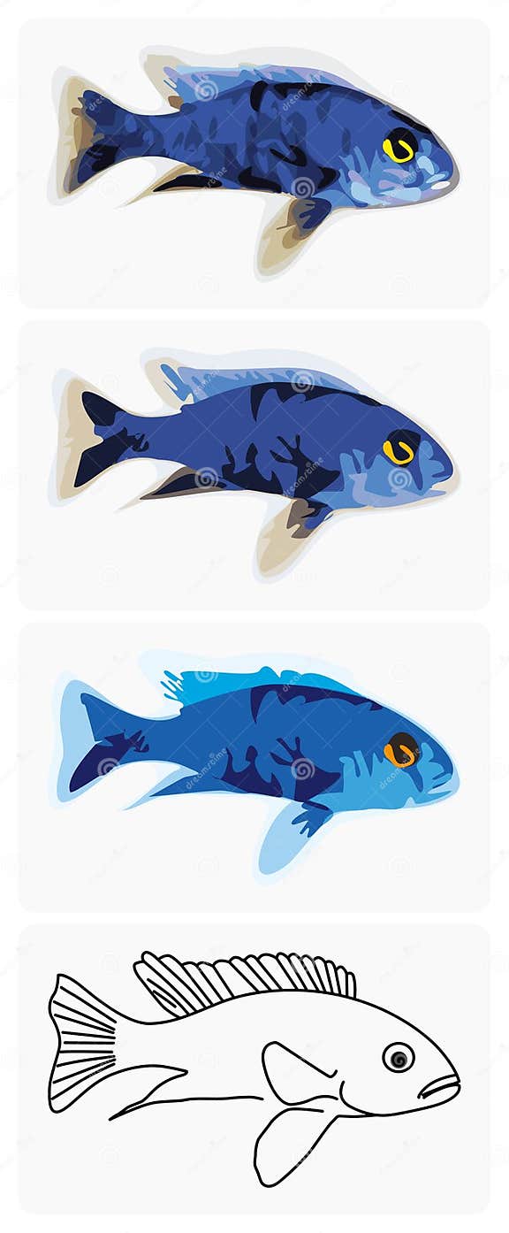 Fish-blue-ahli stock vector. Illustration of fish, simple - 22118819