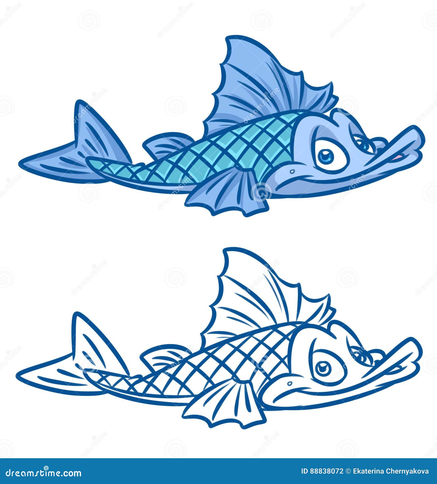 Fish Blue Cartoon Illustrations Stock Illustration - Illustration of ...