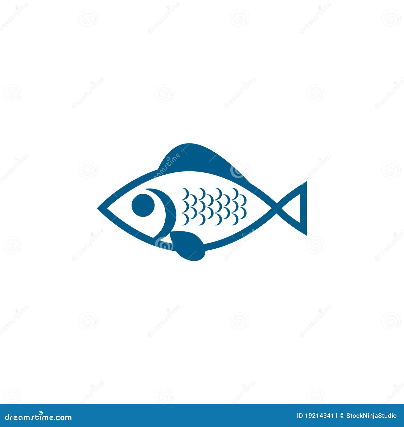 Fish Blue Icon on White Background. Blue Flat Style Vector Illustration ...