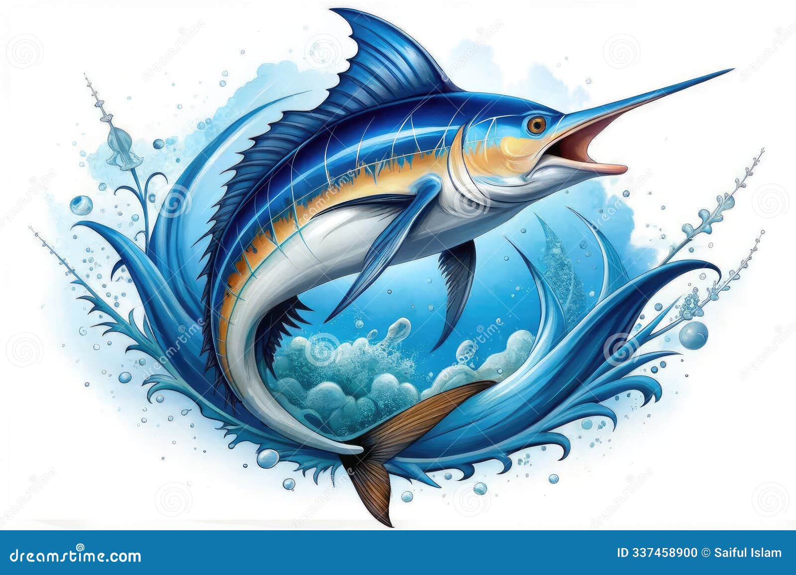 A Fish of Blue Marlin High Quality Image. Stock Illustration ...