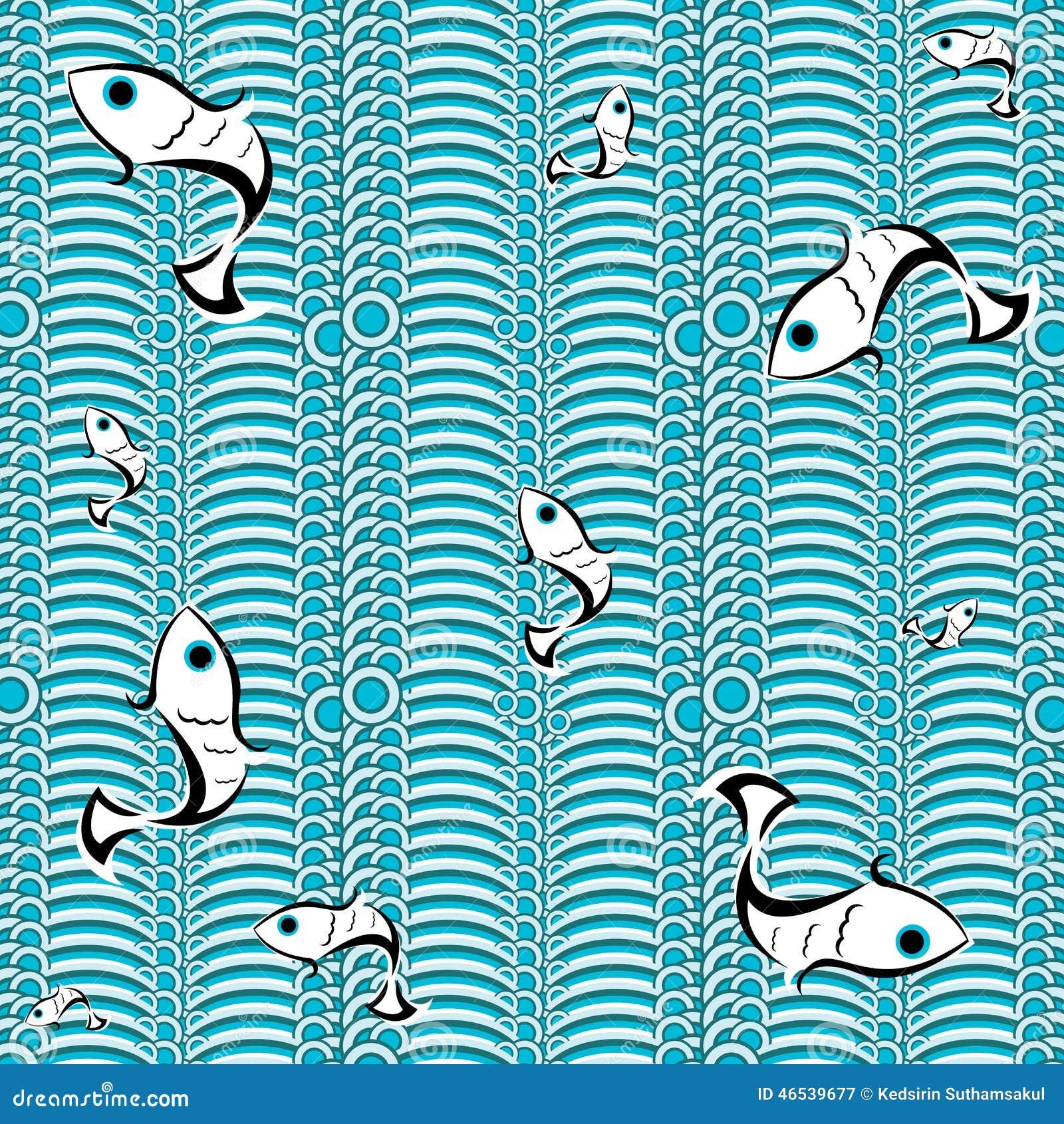 Fish and Blue Water Vector Design Background Stock Vector ...