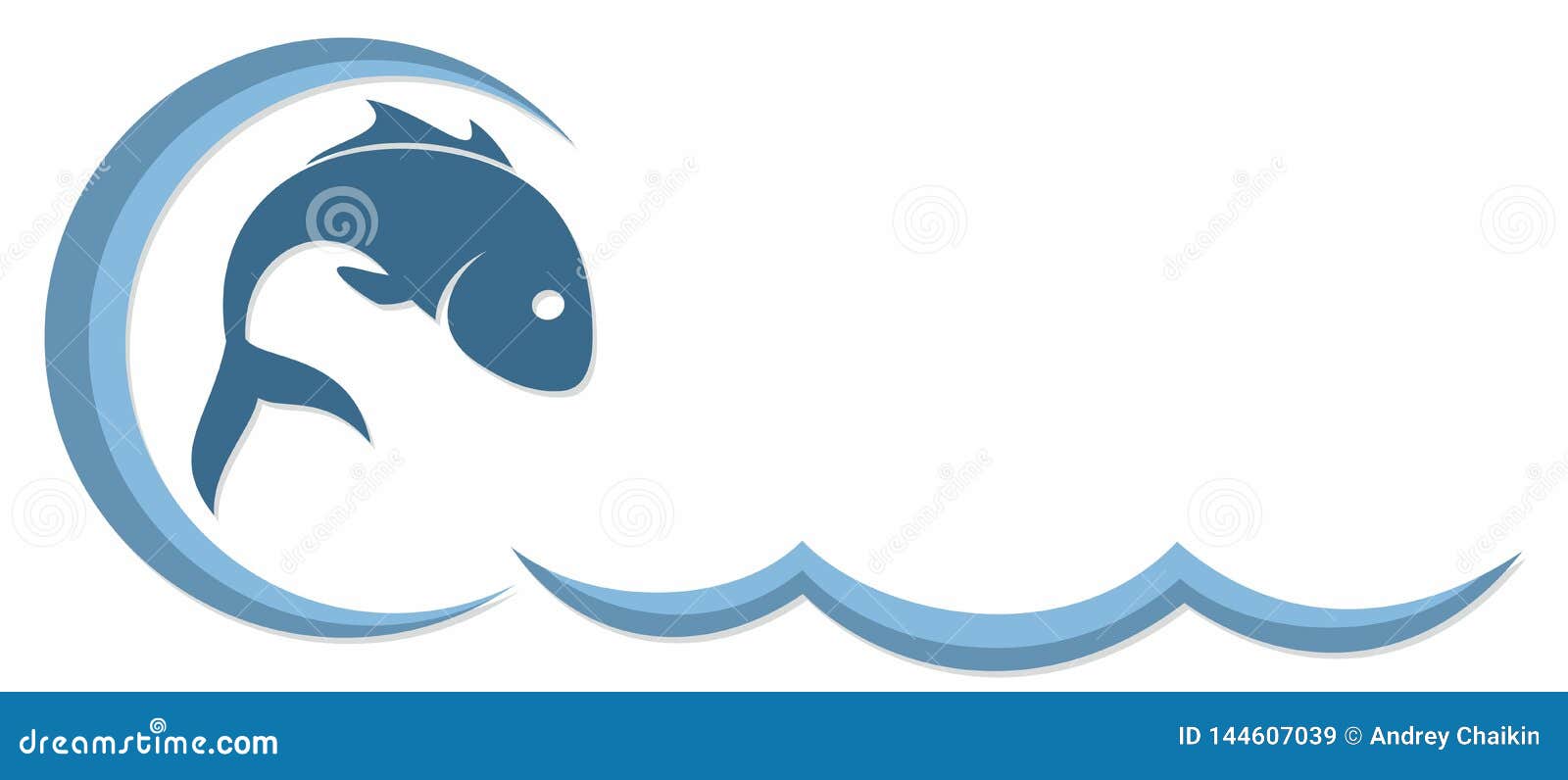 Fish with wave. stock vector. Illustration of water - 144607039
