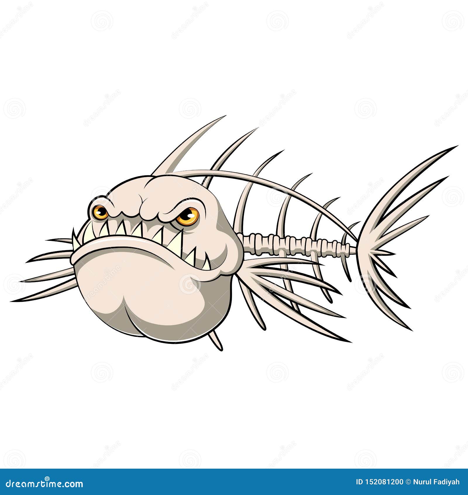 Fish bone cartoon stock vector. Illustration of skull - 152081200