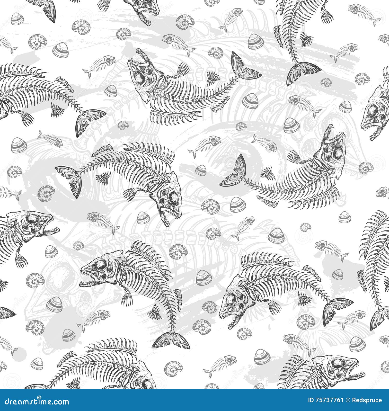 Fish bone drawing stock vector. Illustration of skeleton - 75737761