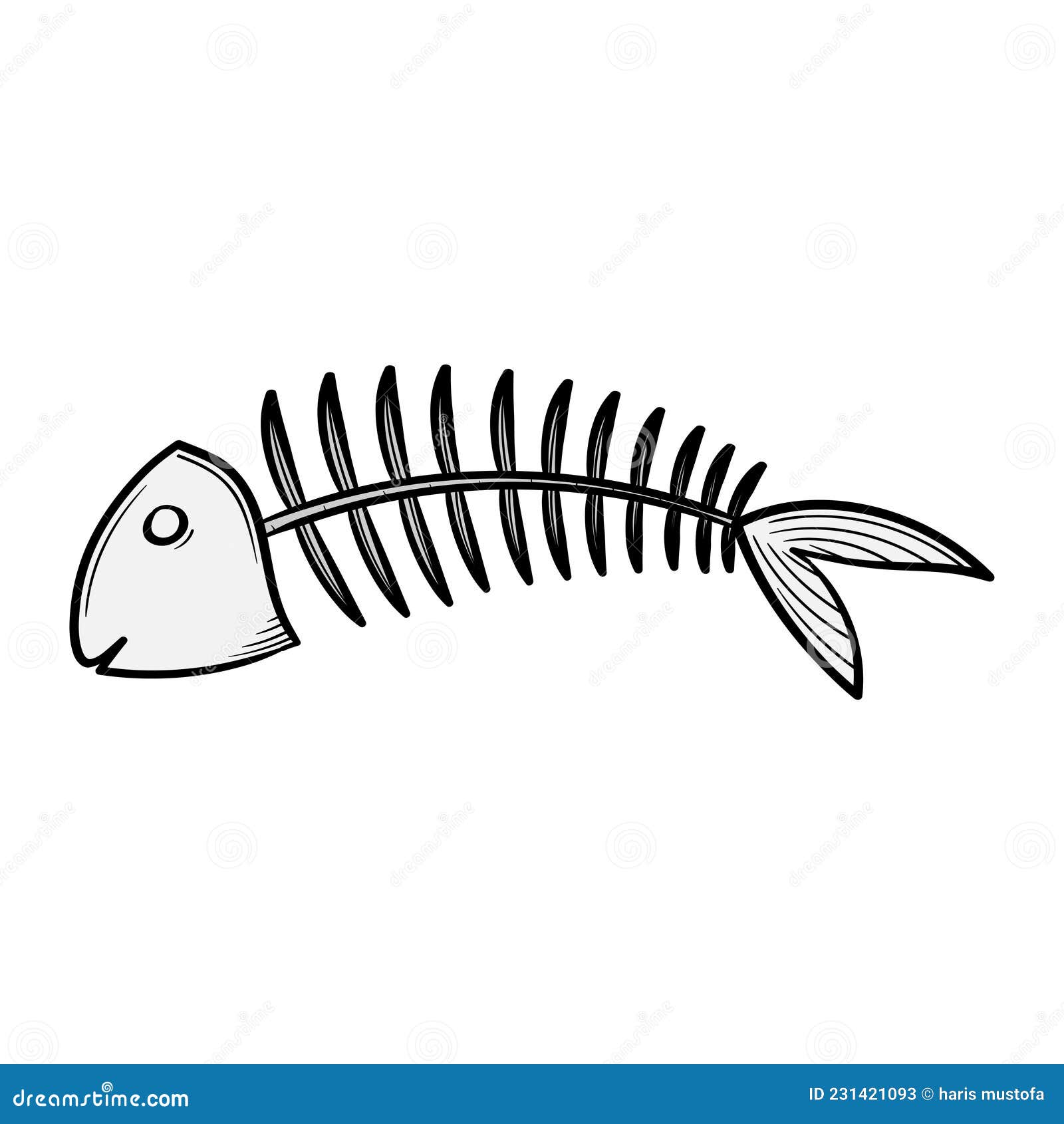 Fish Bone Hand Drawn Sketch Illustration Vector Design Stock Vector ...
