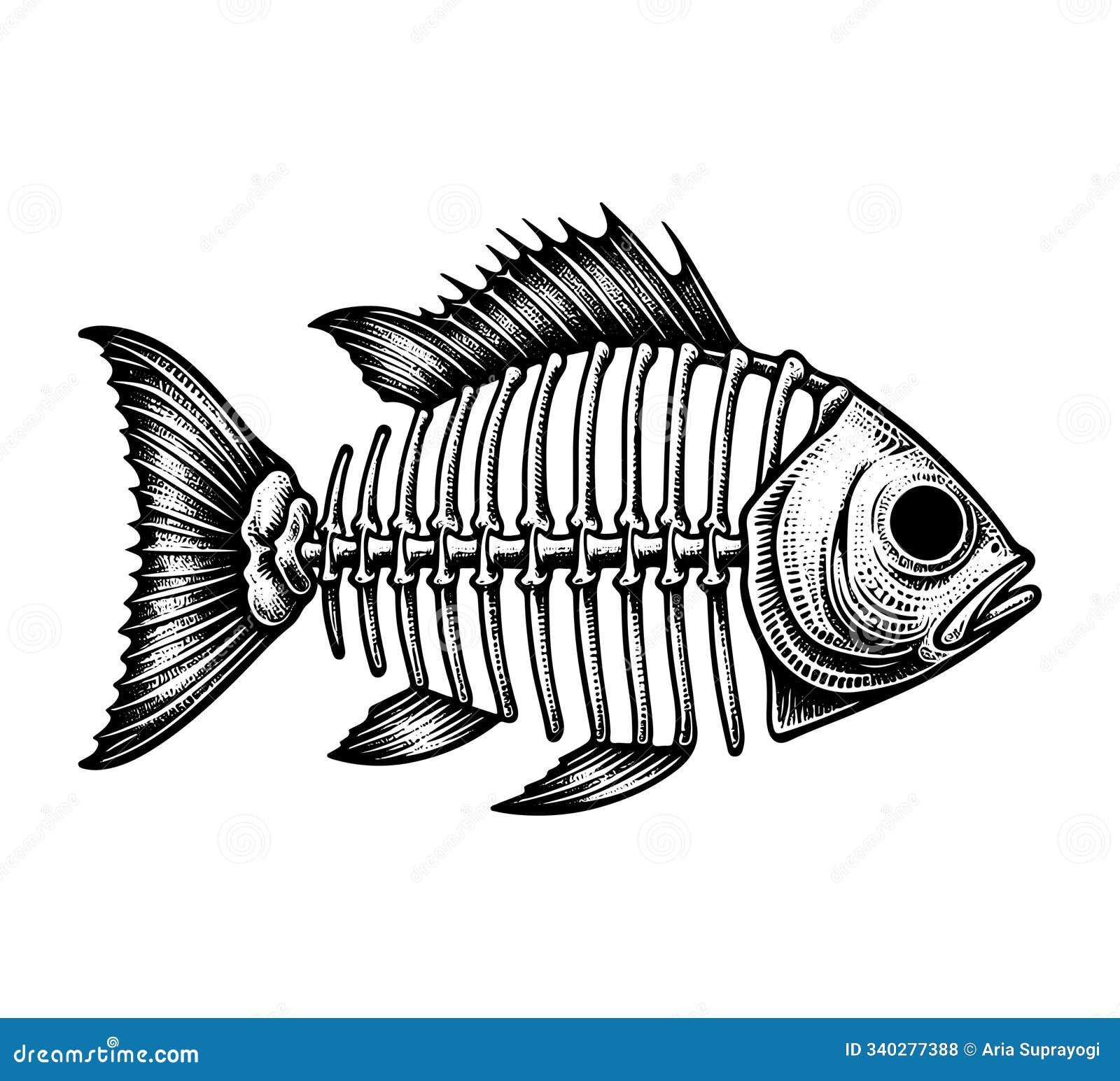 Fish Bone Hand Drawn Vector Stock Illustration - Illustration of bone ...