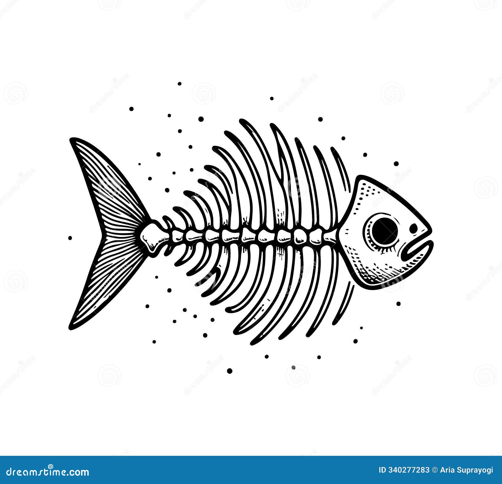 Fish Bone Hand Drawn Vector Stock Illustration - Illustration of ...