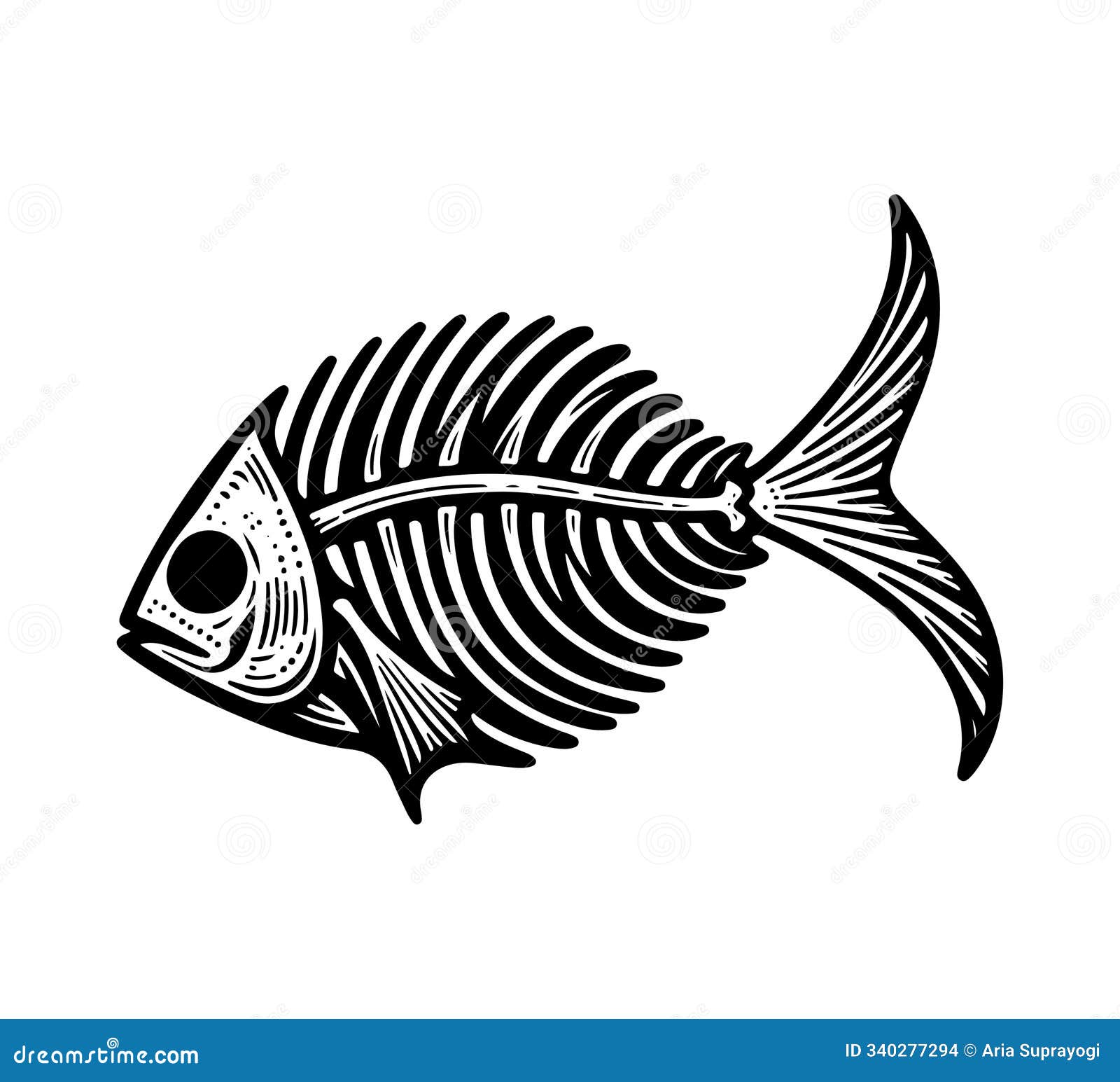 Fish Bone Hand Drawn Vector Stock Illustration - Illustration of bowl ...