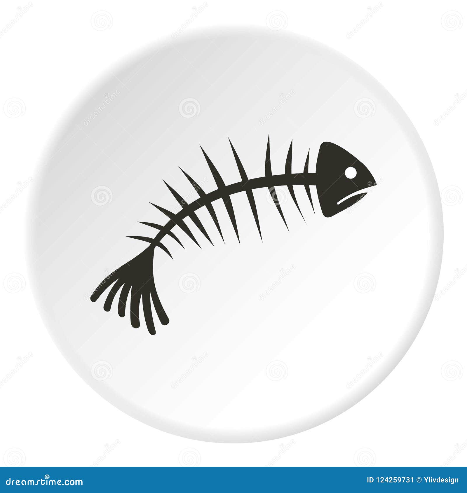 Fish bone icon, flat style stock illustration. Illustration of icon ...