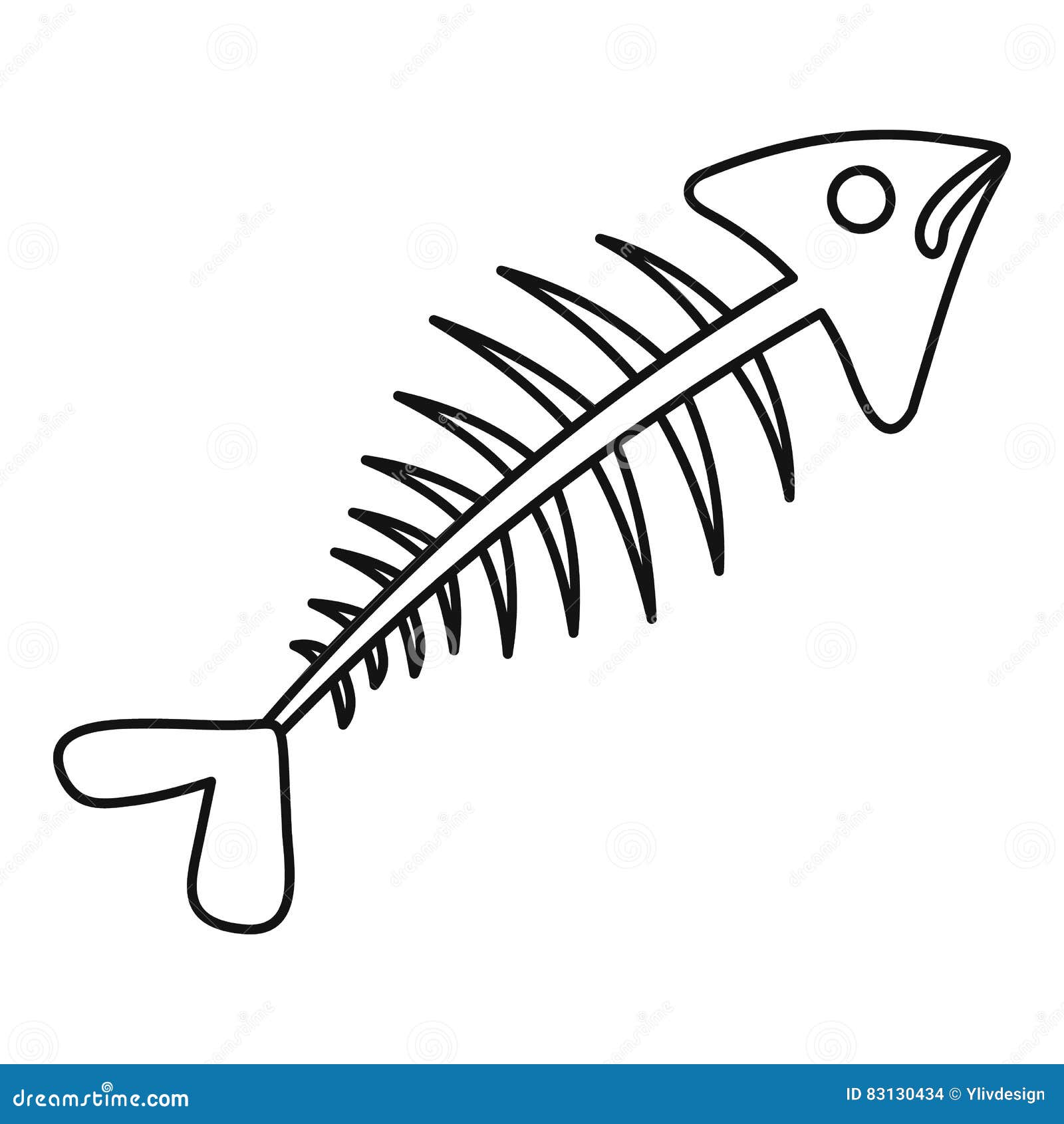 Fish Bone Icon, Outline Style Stock Vector - Illustration of life, icon ...