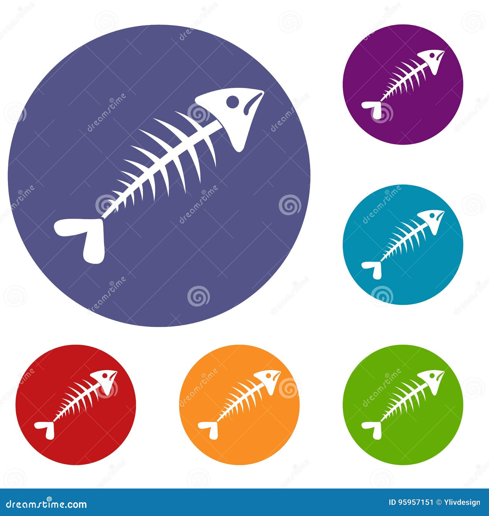 Fish bone icons set stock vector. Illustration of green - 95957151