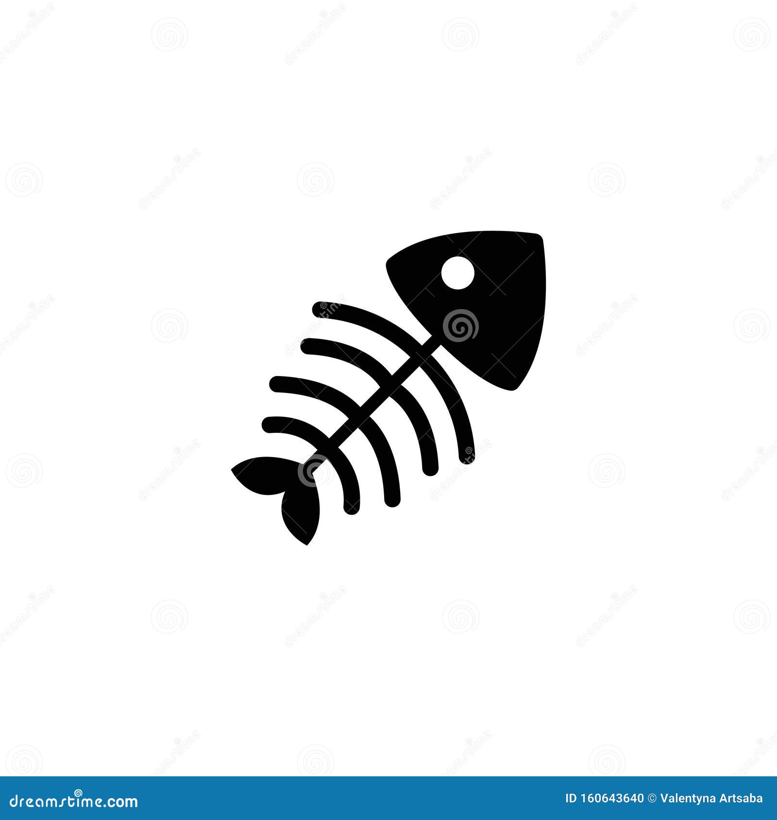 Fish Bone Skeleton Flat Vector Icon Stock Illustration - Illustration ...