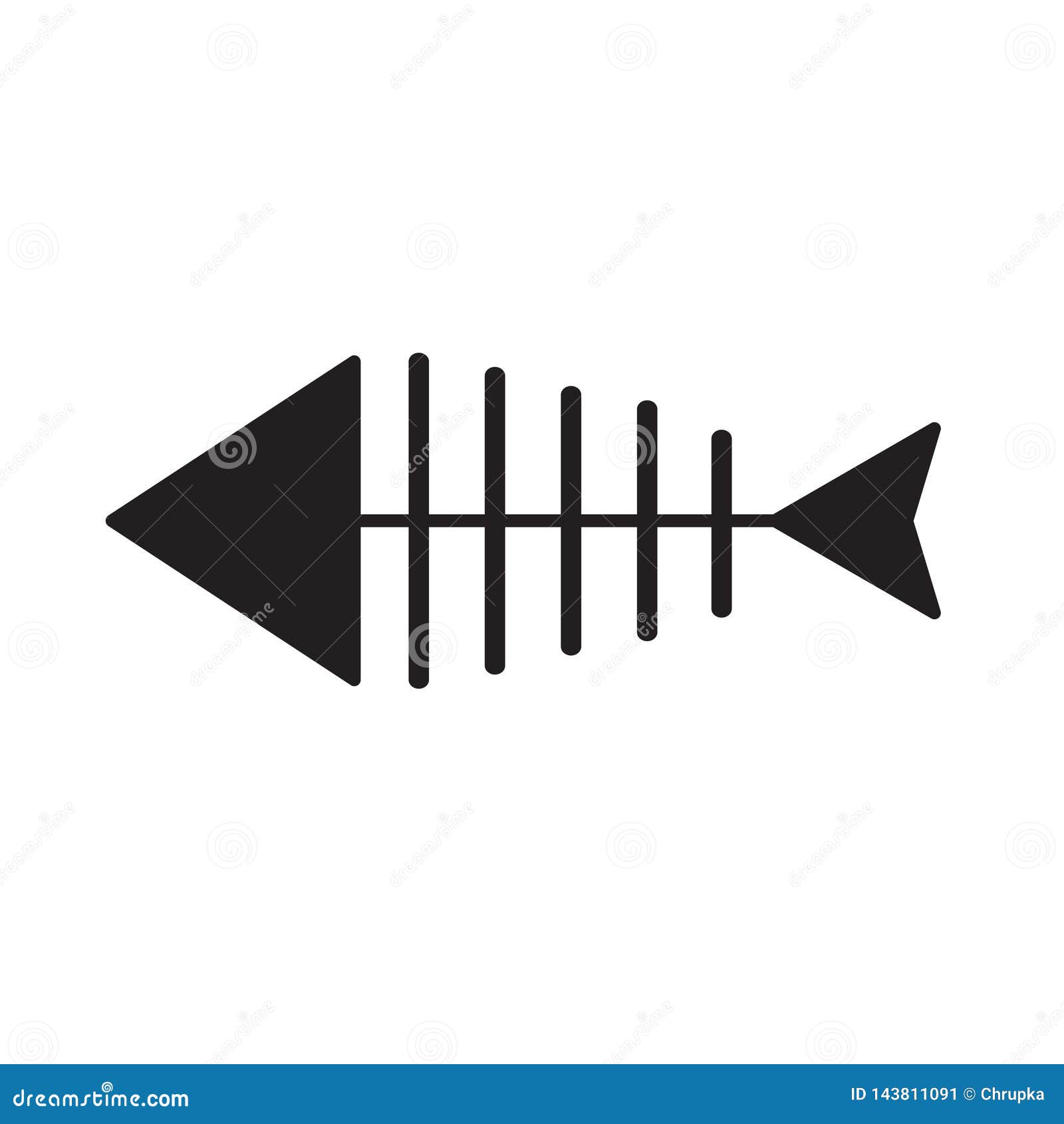 Fish bone skeleton icon stock vector. Illustration of fish - 143811091