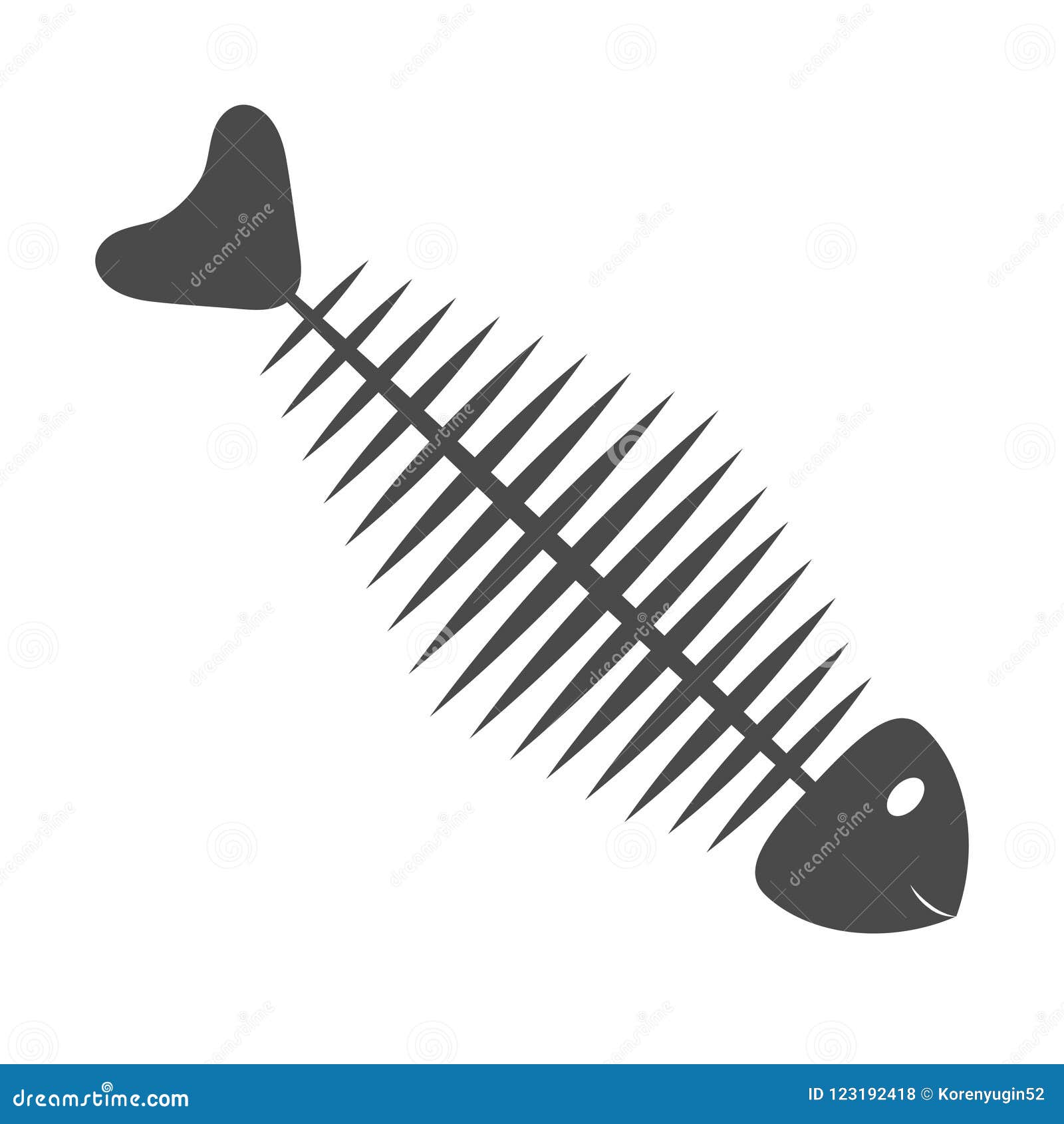 Fish Bone and Skeleton on White, Stock Vector Illustration Stock Vector ...