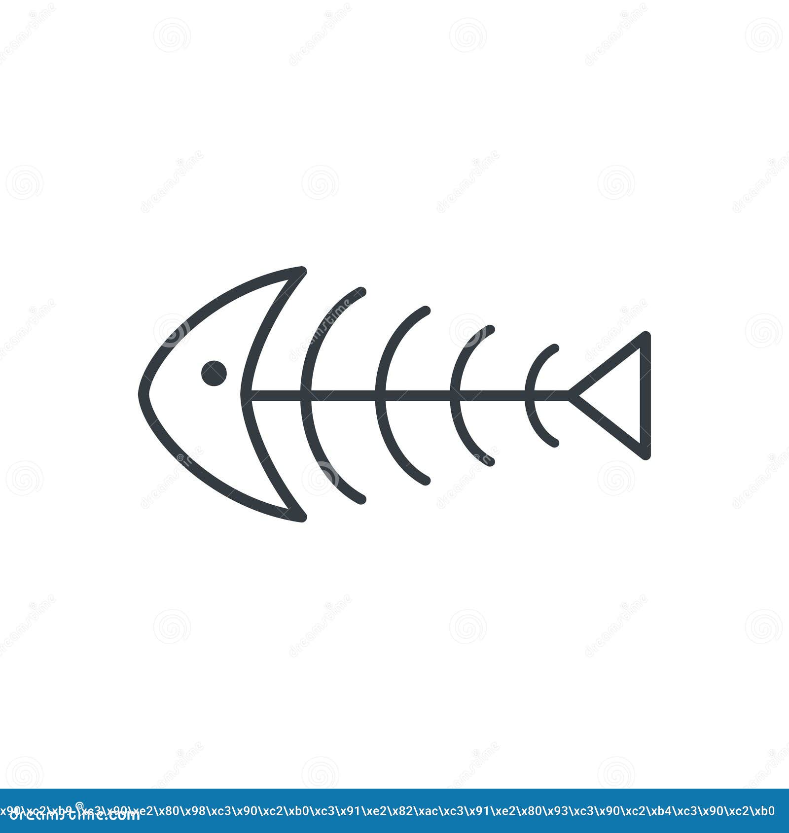 Fish Bone Vector Icon Outline Isolated on White. Fish Black Skull Stock ...