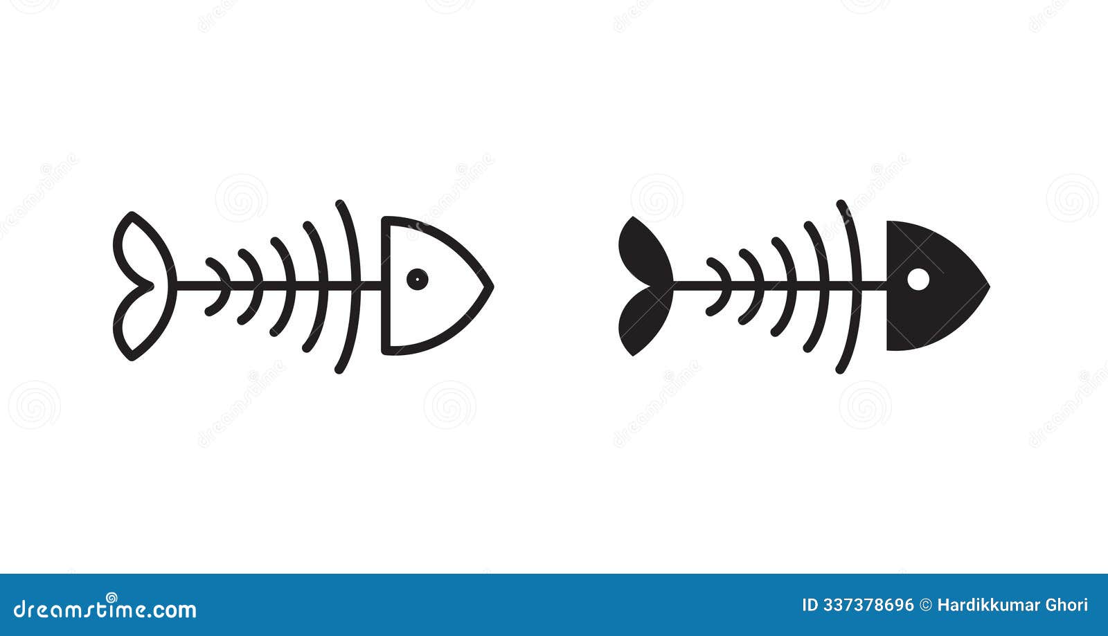 Fish Bone Thin Line Vector Icon Set Stock Vector - Illustration of ...