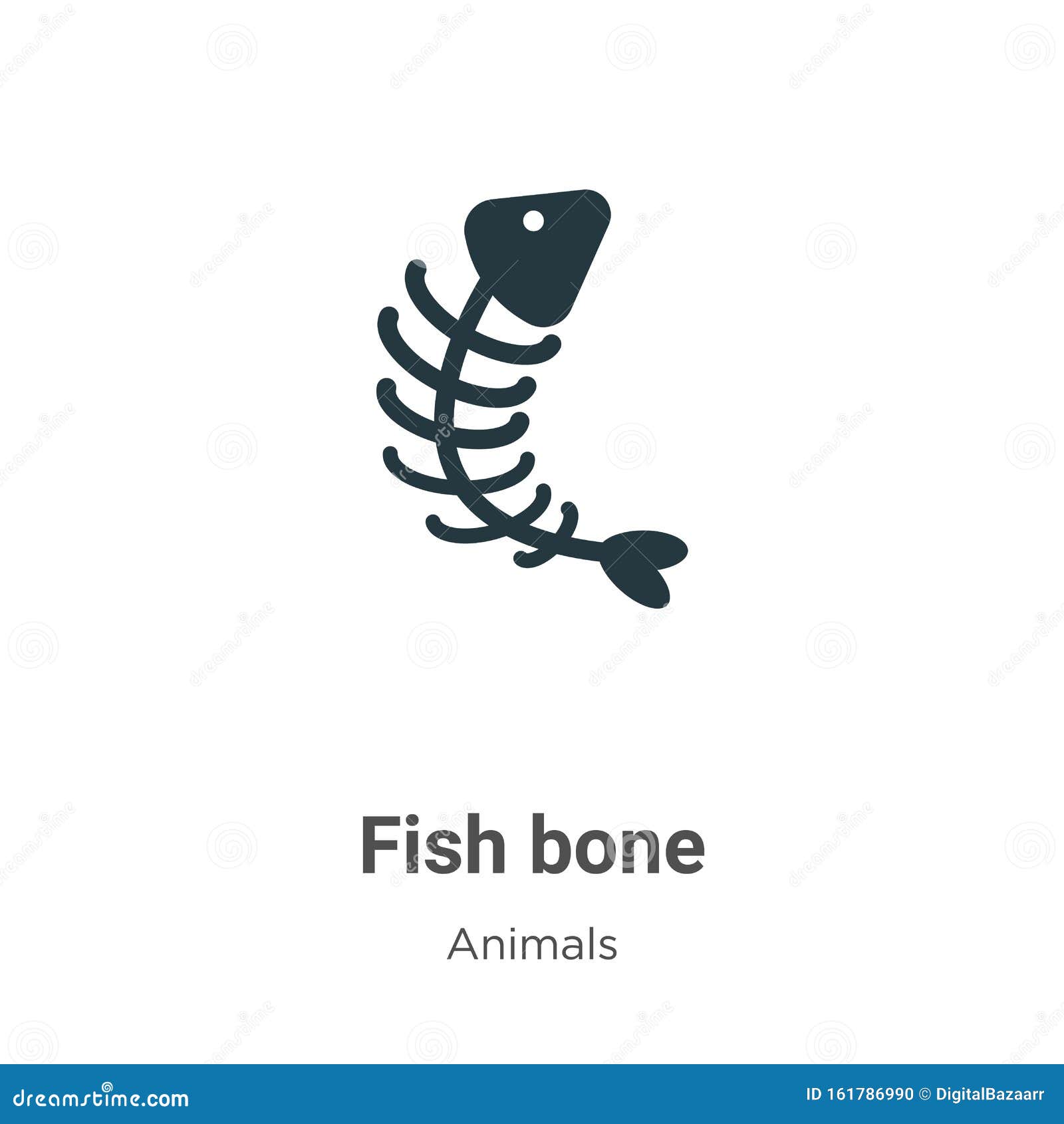 Fish Bone Vector Icon on White Background. Flat Vector Fish Bone Icon ...