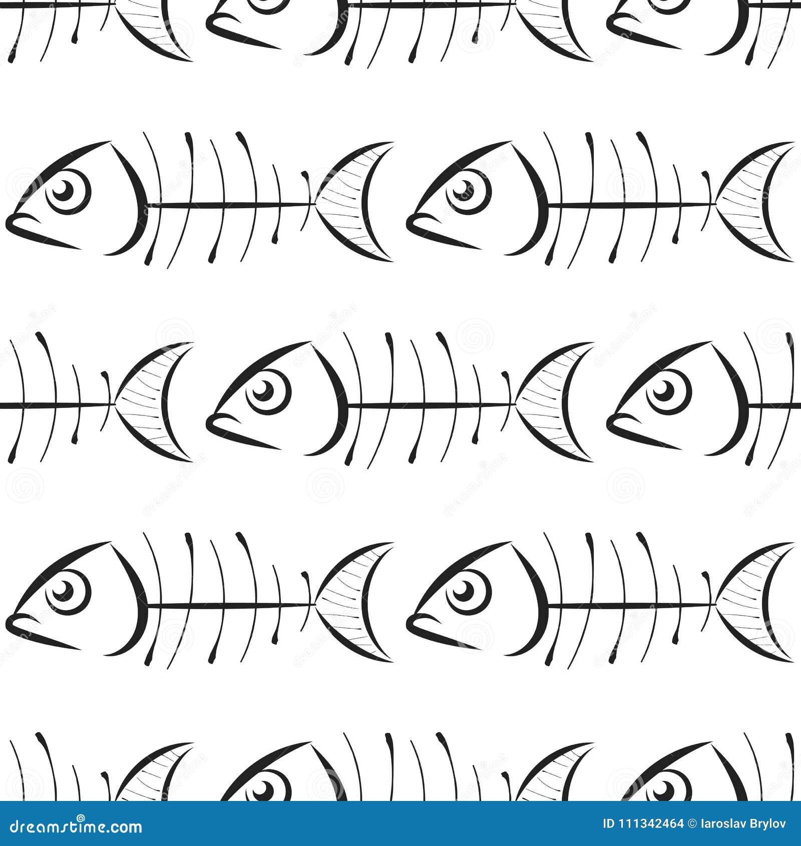 Fish Bone Vector Pattern on White Background Stock Vector ...