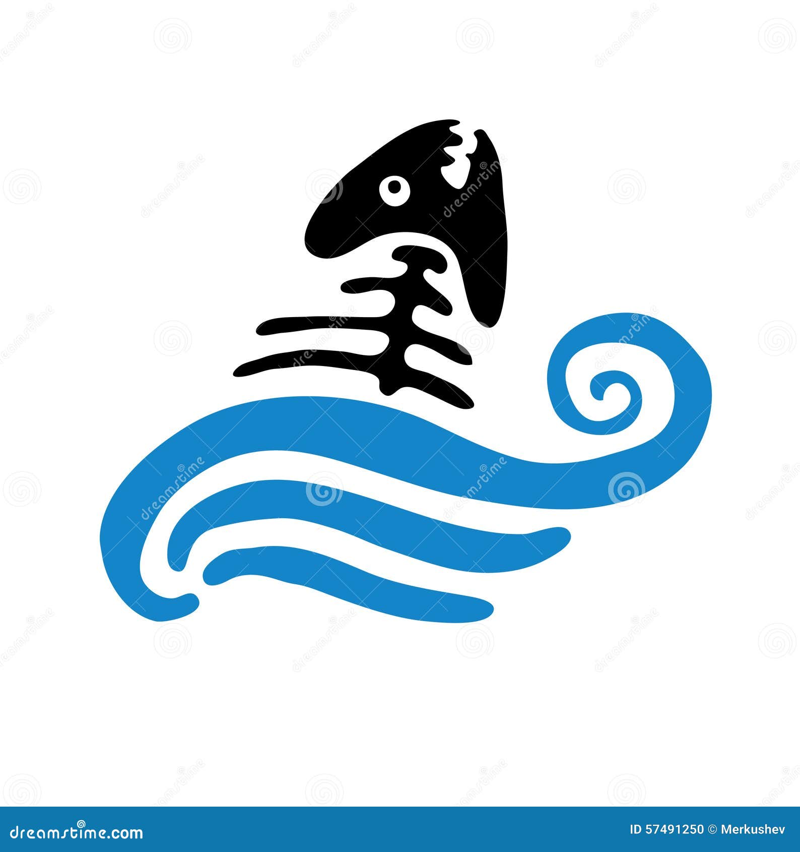 Fish Bone in Water, Vector Logo Stock Vector - Illustration of design ...