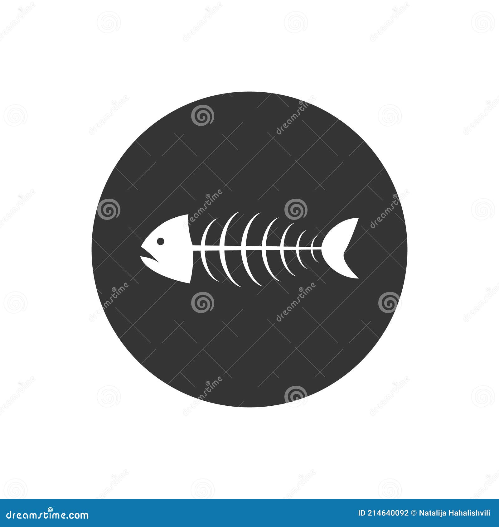 Fish Bone White Icon in Flat Style. Vector Stock Vector - Illustration ...