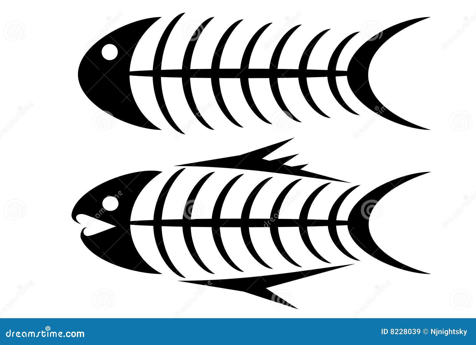 Fish bones stock vector. Illustration of ribs, bone, white - 8228039