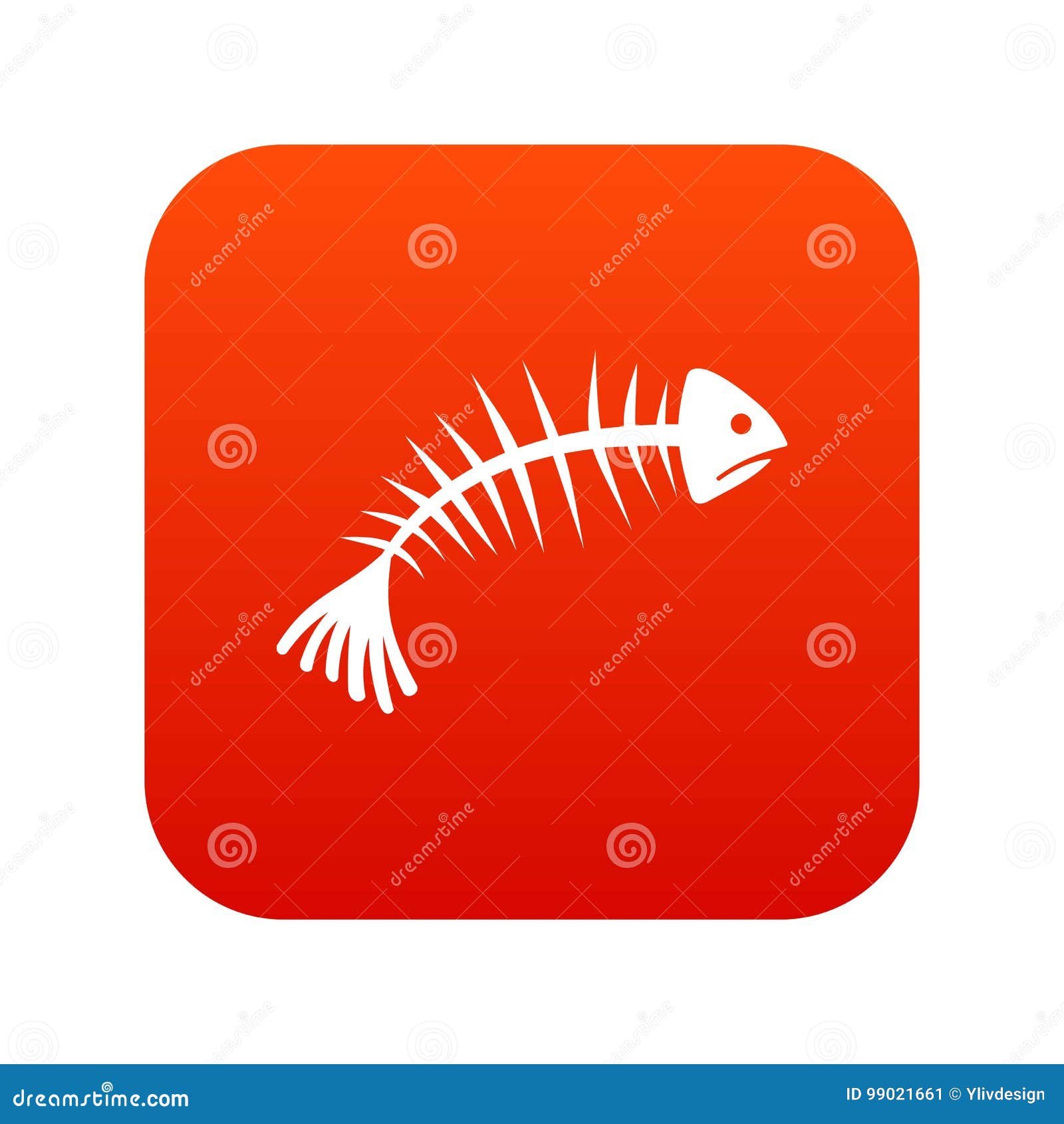 Fish Bones Icon Digital Red Stock Vector - Illustration of simple, head ...