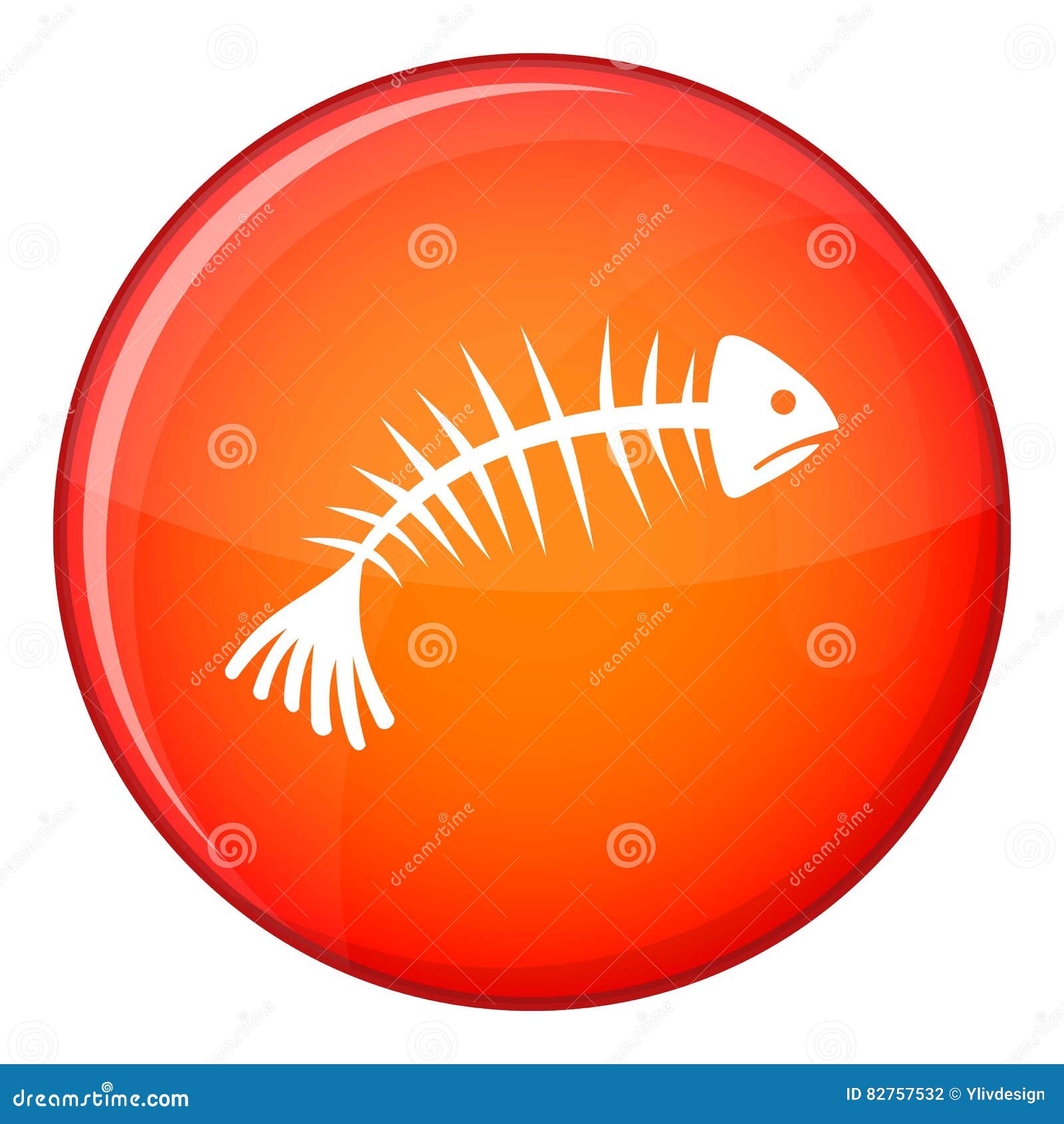 Fish Bones Icon, Flat Style Stock Vector - Illustration of element ...