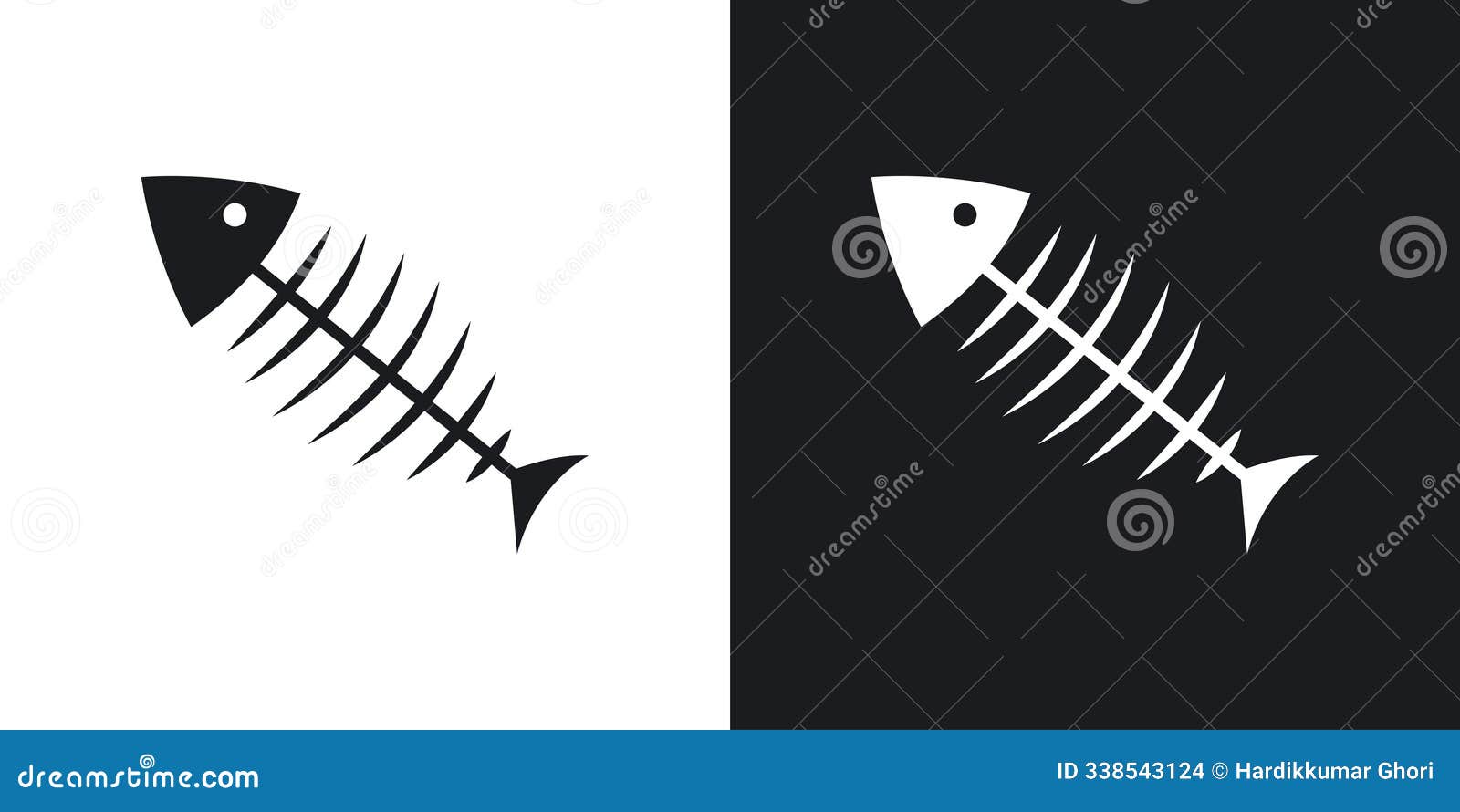 Fish Bones Icon Isolated on White Background Stock Vector ...