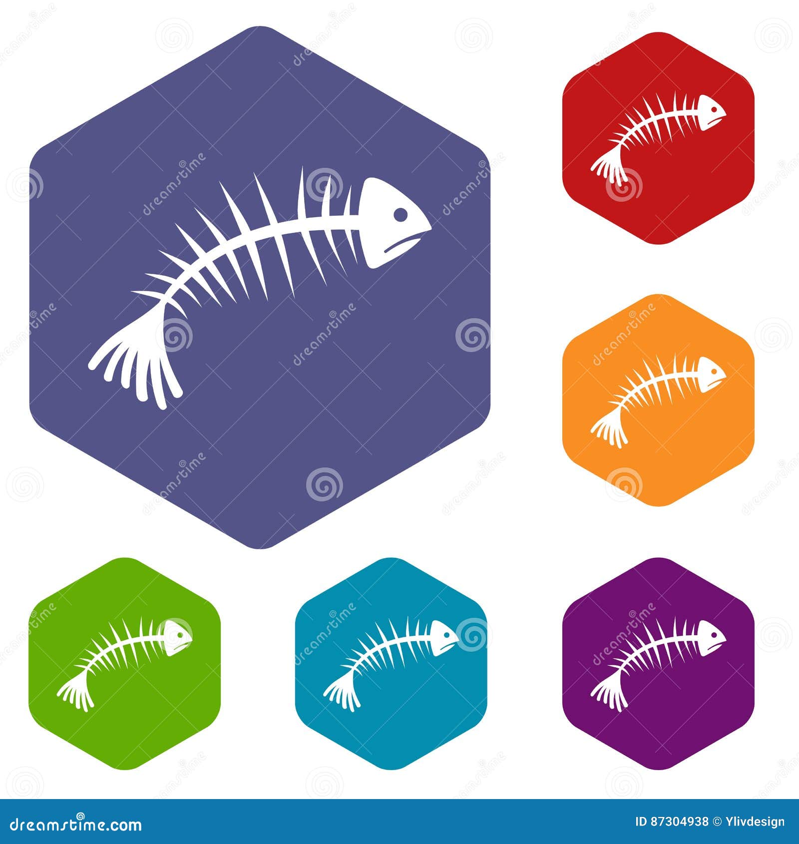 Fish bones icons set stock vector. Illustration of ocean - 87304938