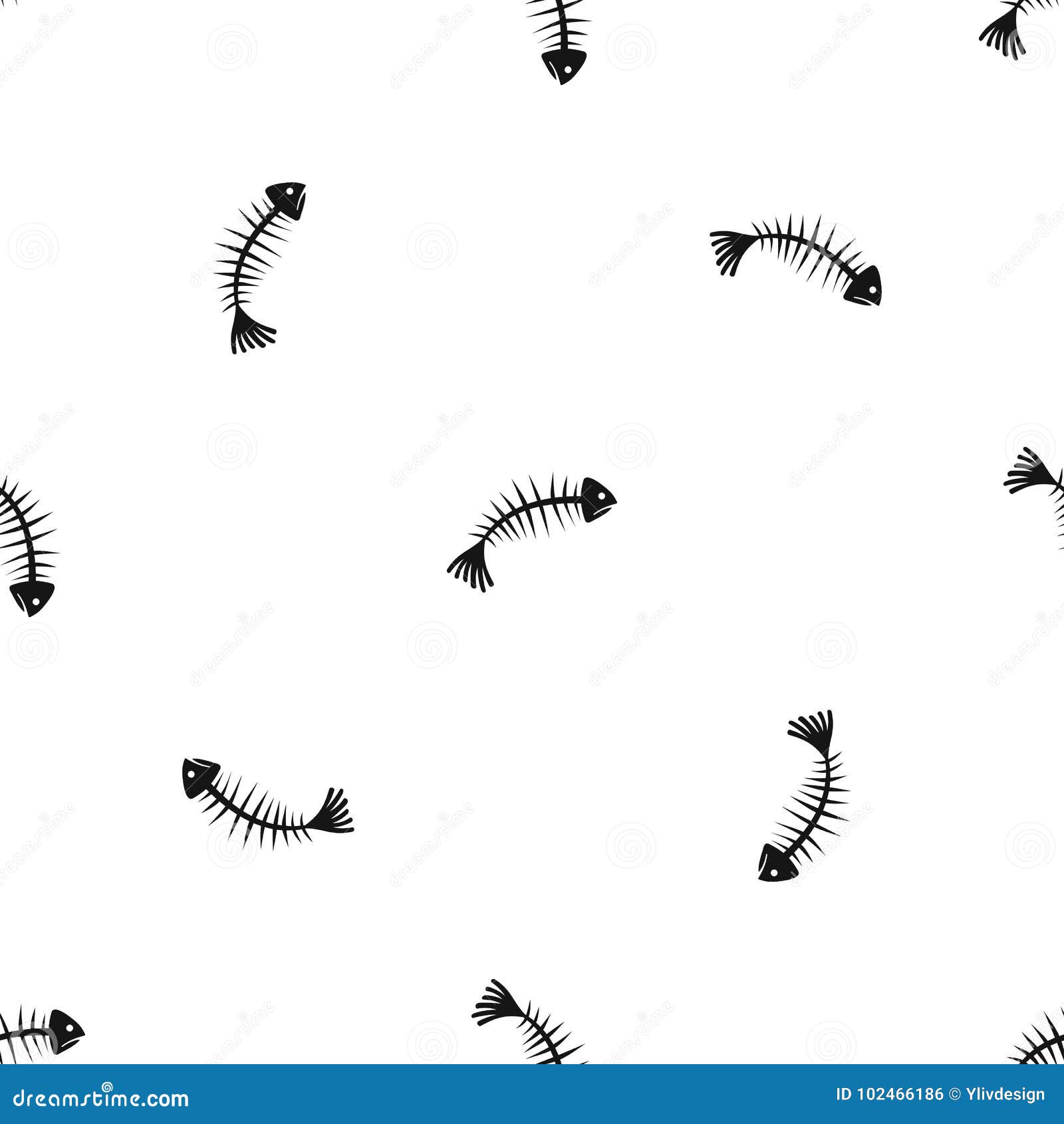 Fish Bones Pattern Seamless Black Stock Vector - Illustration of black ...