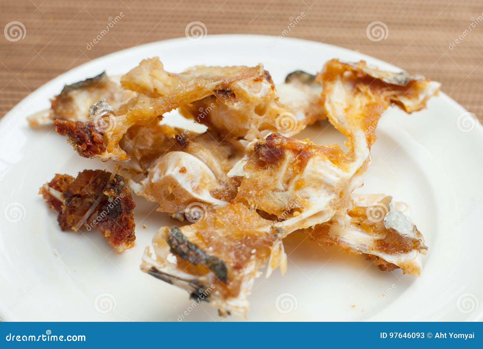 Fish bones on a plate stock image. Image of dish, predator - 97646093