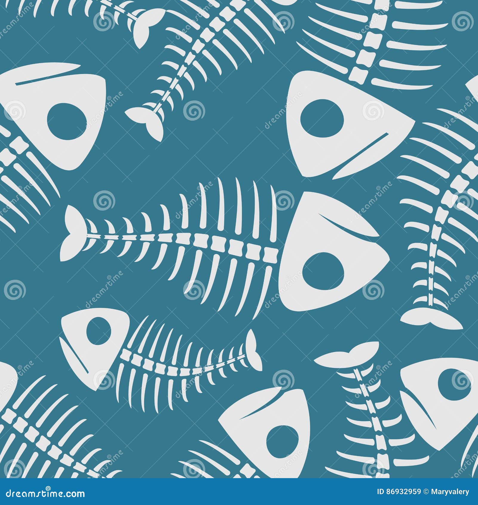 Fish Bones Seamless Pattern. Fishy Skeleton Background Stock Vector ...
