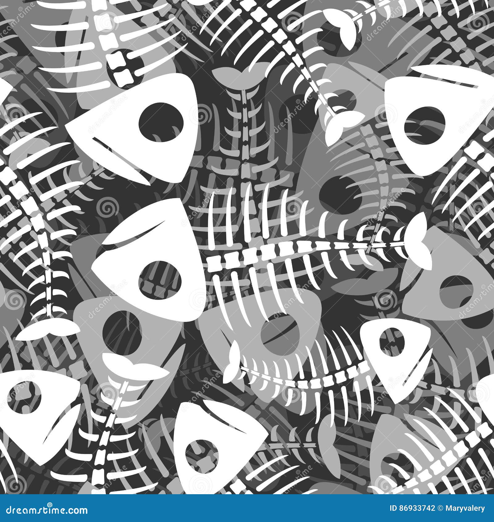 Fish Bones Seamless Pattern. Fishy Skeleton Background Stock Vector ...