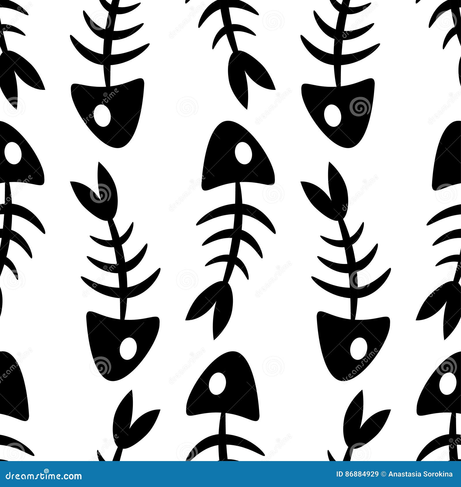 Fish Bones.Vector Seamless Pattern Stock Vector - Illustration of head ...